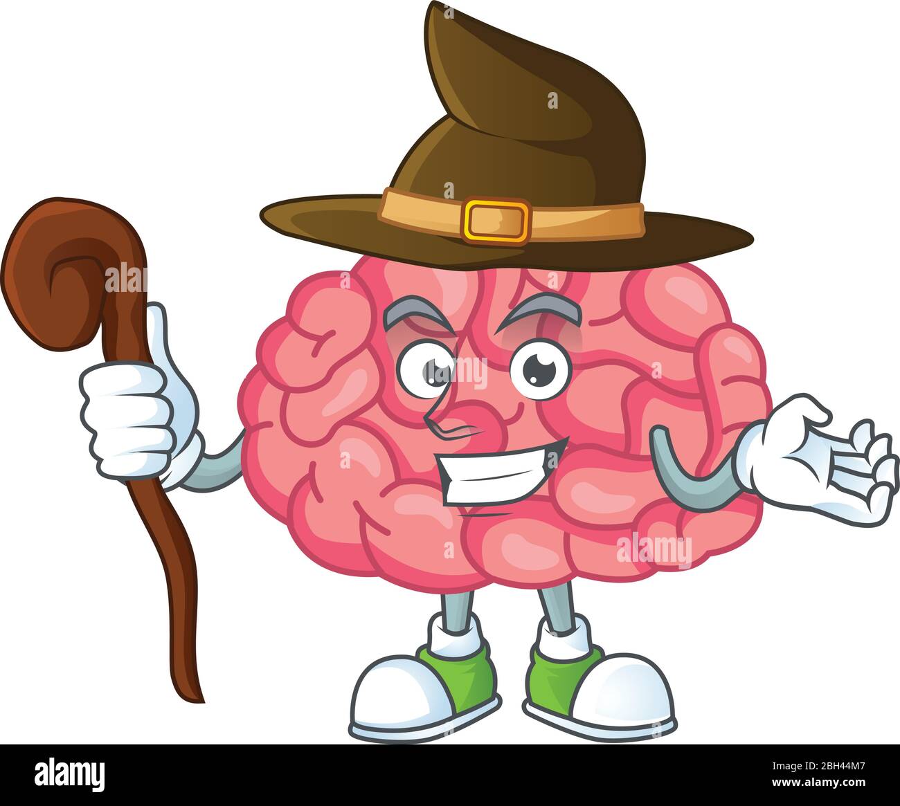 Cute and sneaky Witch brain cartoon design style Stock Vector Image ...