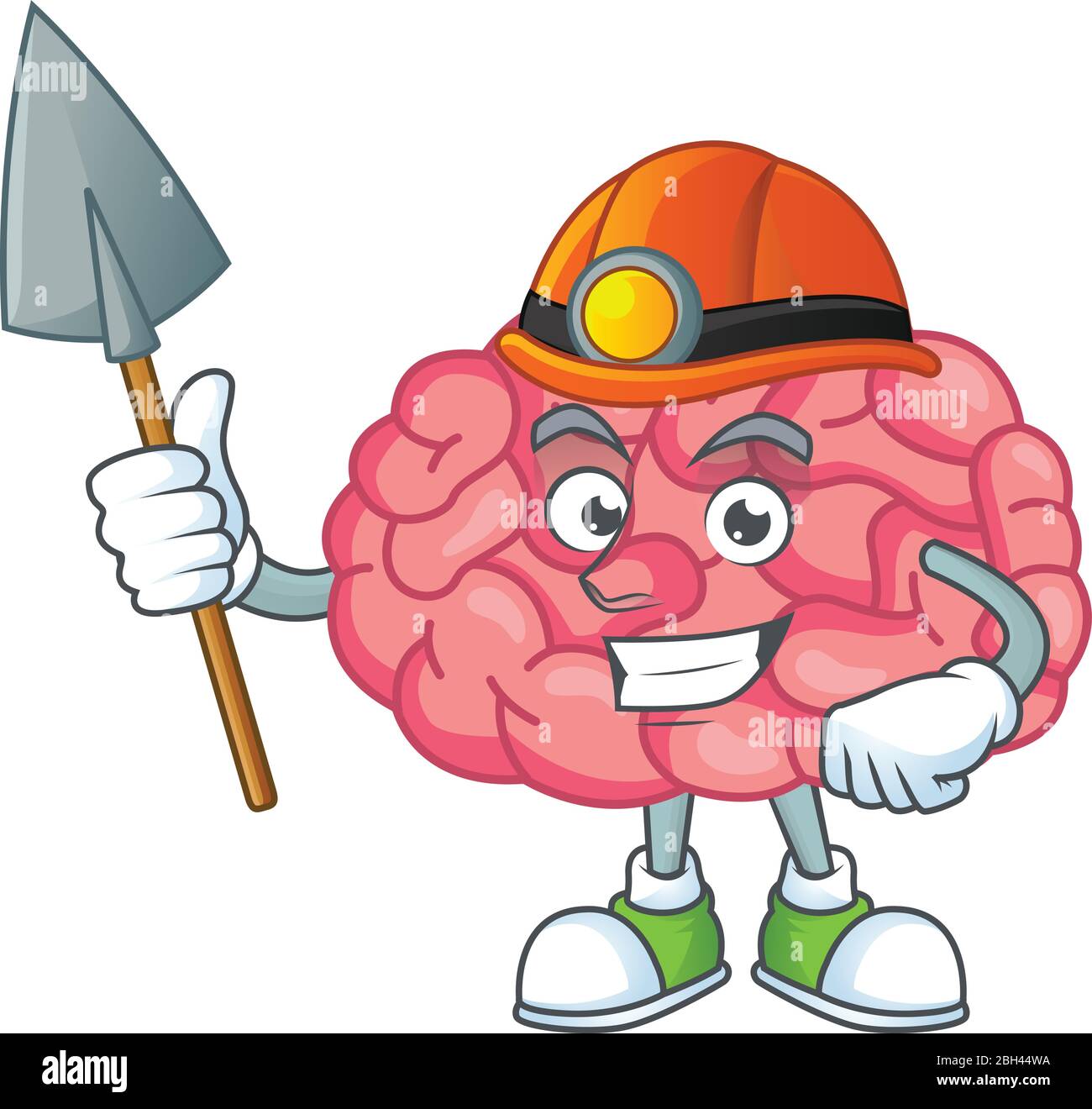 cartoon character design of brain work as a miner Stock Vector Image ...