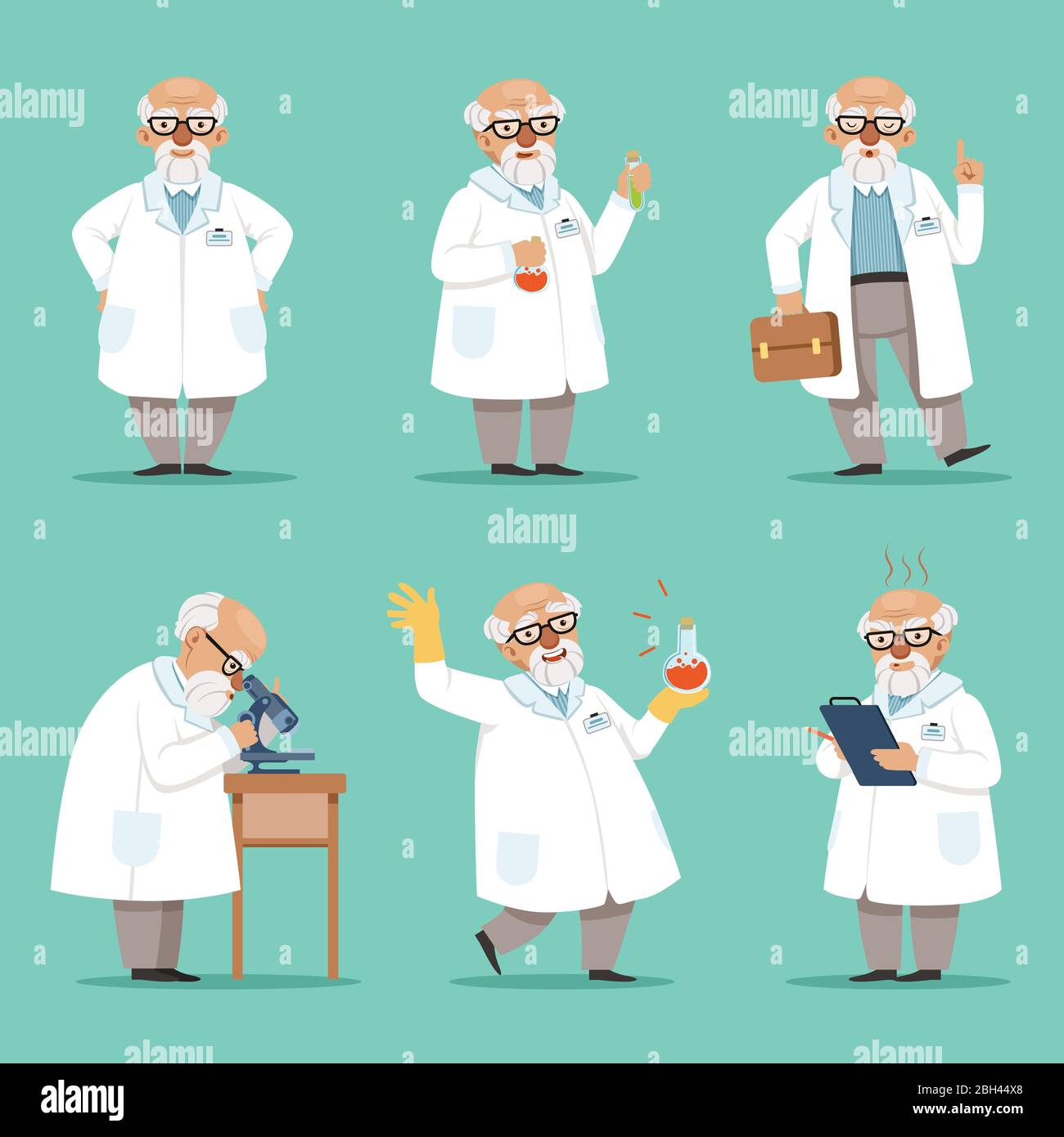 Character of old scientist or chemist. Mascot design of crazy professor ...