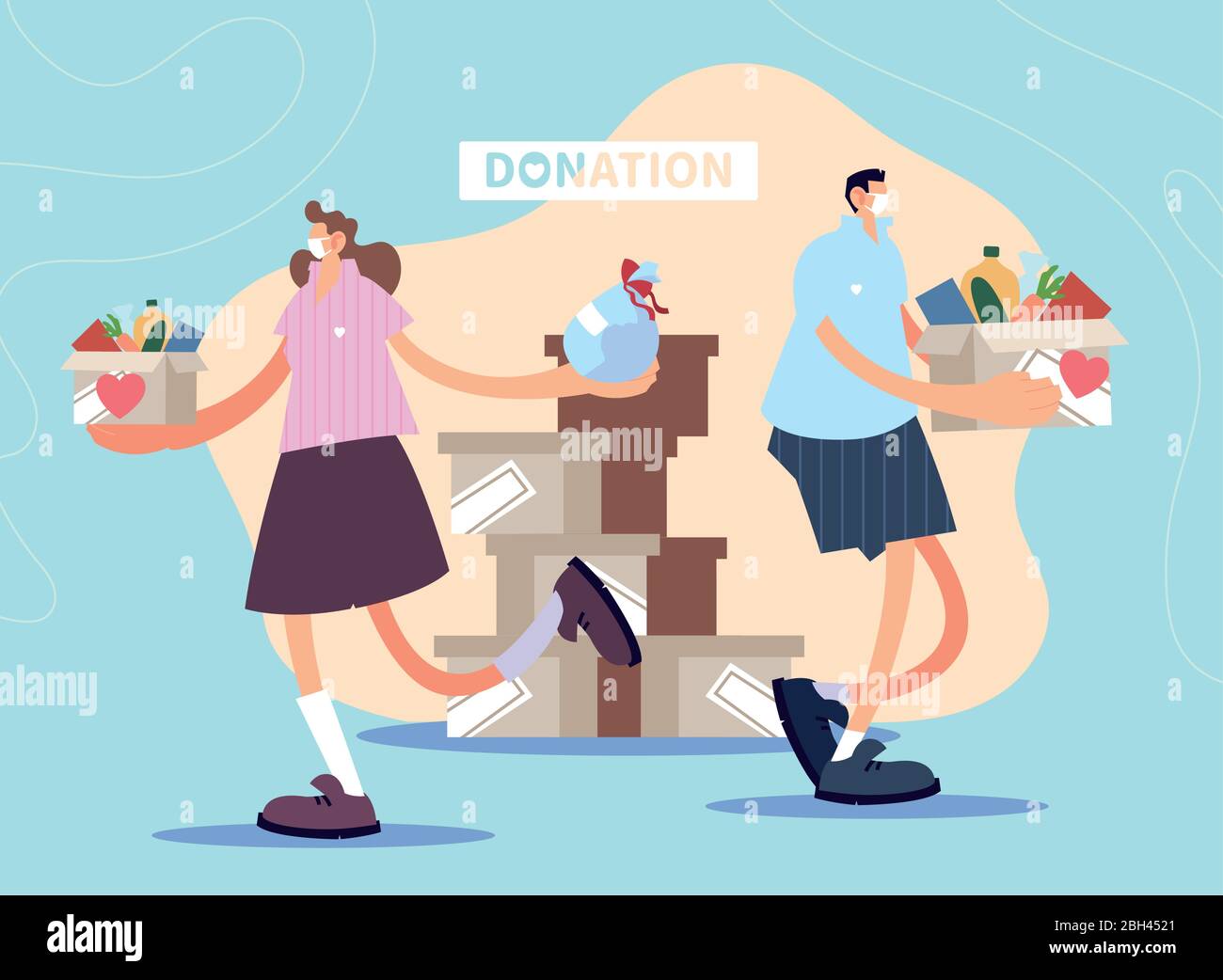 couple of people give charity donation vector illustration design Stock ...