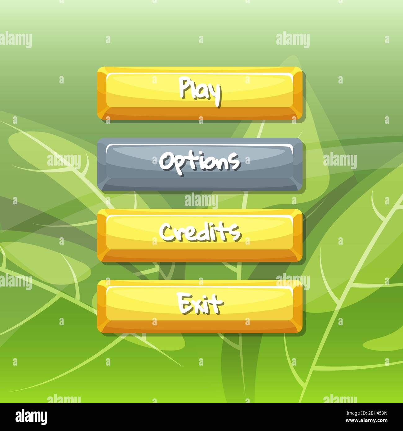 Vector cartoon style enabled and disabled buttons with text for game ...