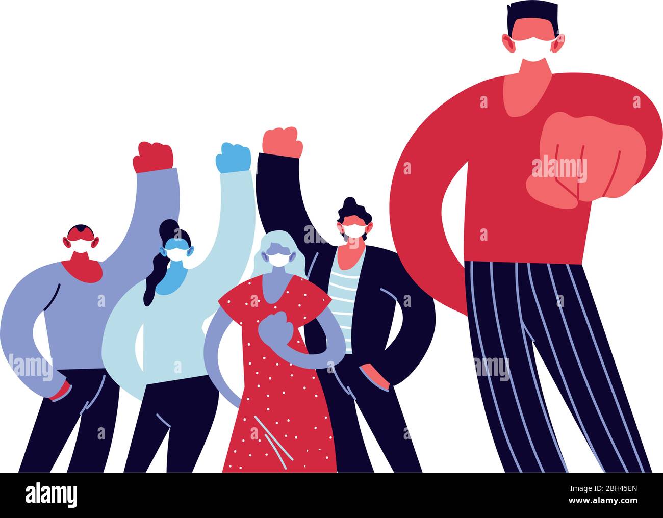 fighter people using face masks vector ilustration designe Stock Vector ...