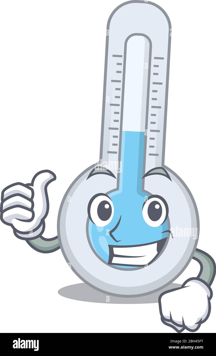 Cold thermometer cartoon character design making OK gesture Stock ...
