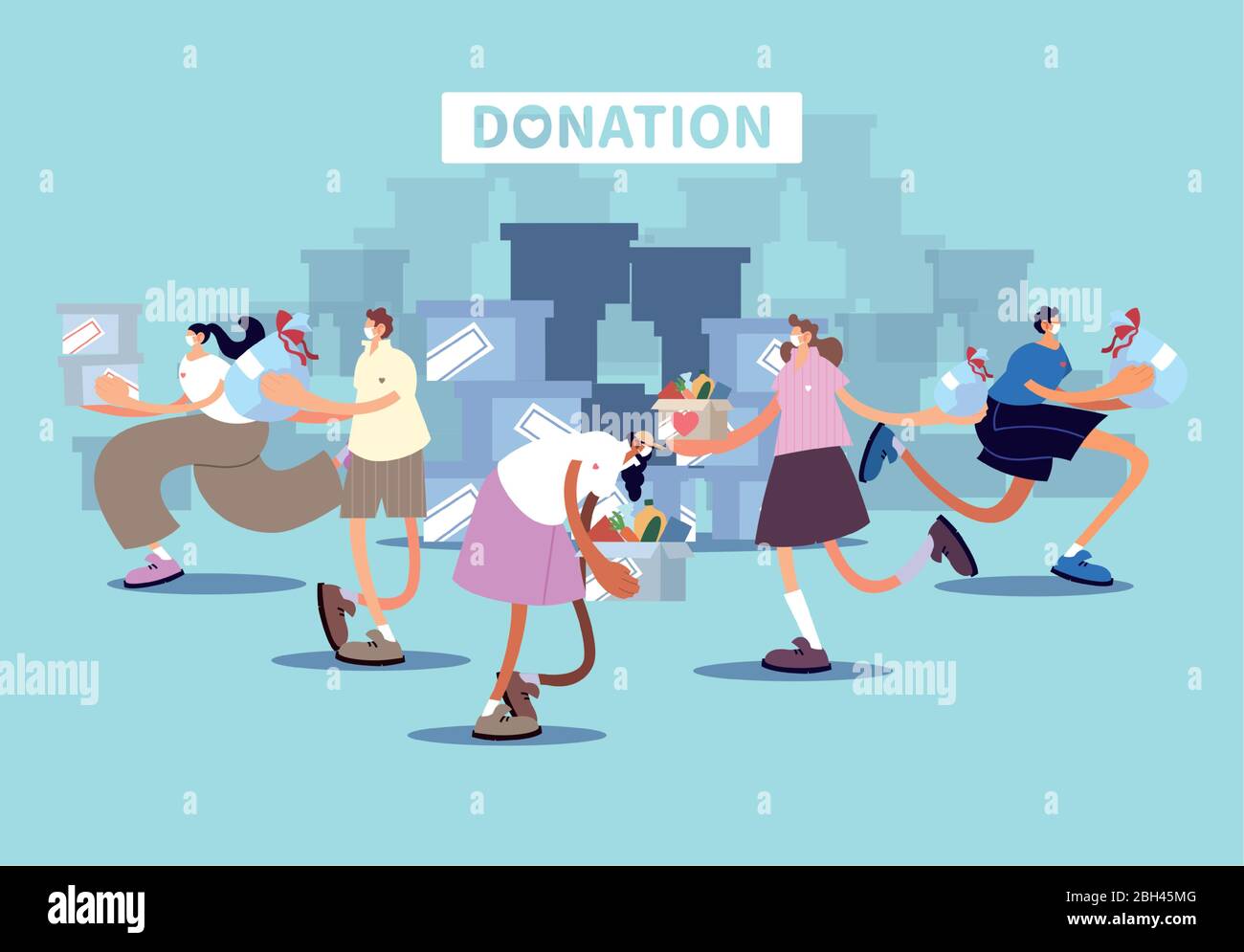 group of people give charity donation vector illustration design Stock ...