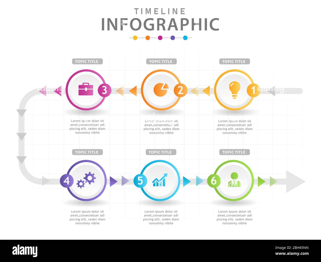 Infographic template for business. 6 Steps Modern Timeline diagram with ...