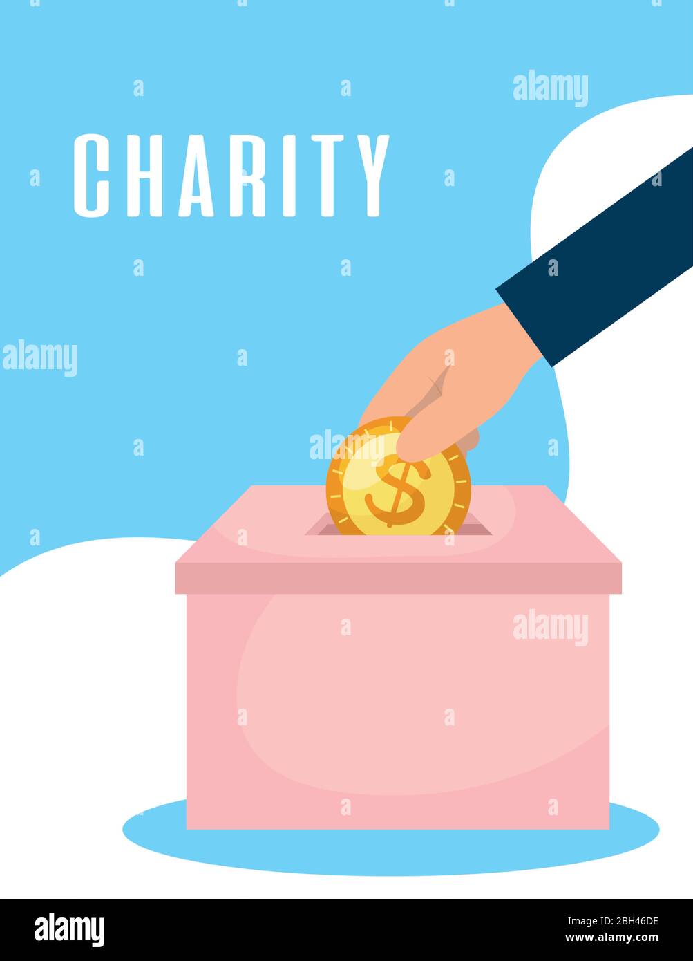 charity donation box with hand insert coin Stock Vector Image & Art - Alamy