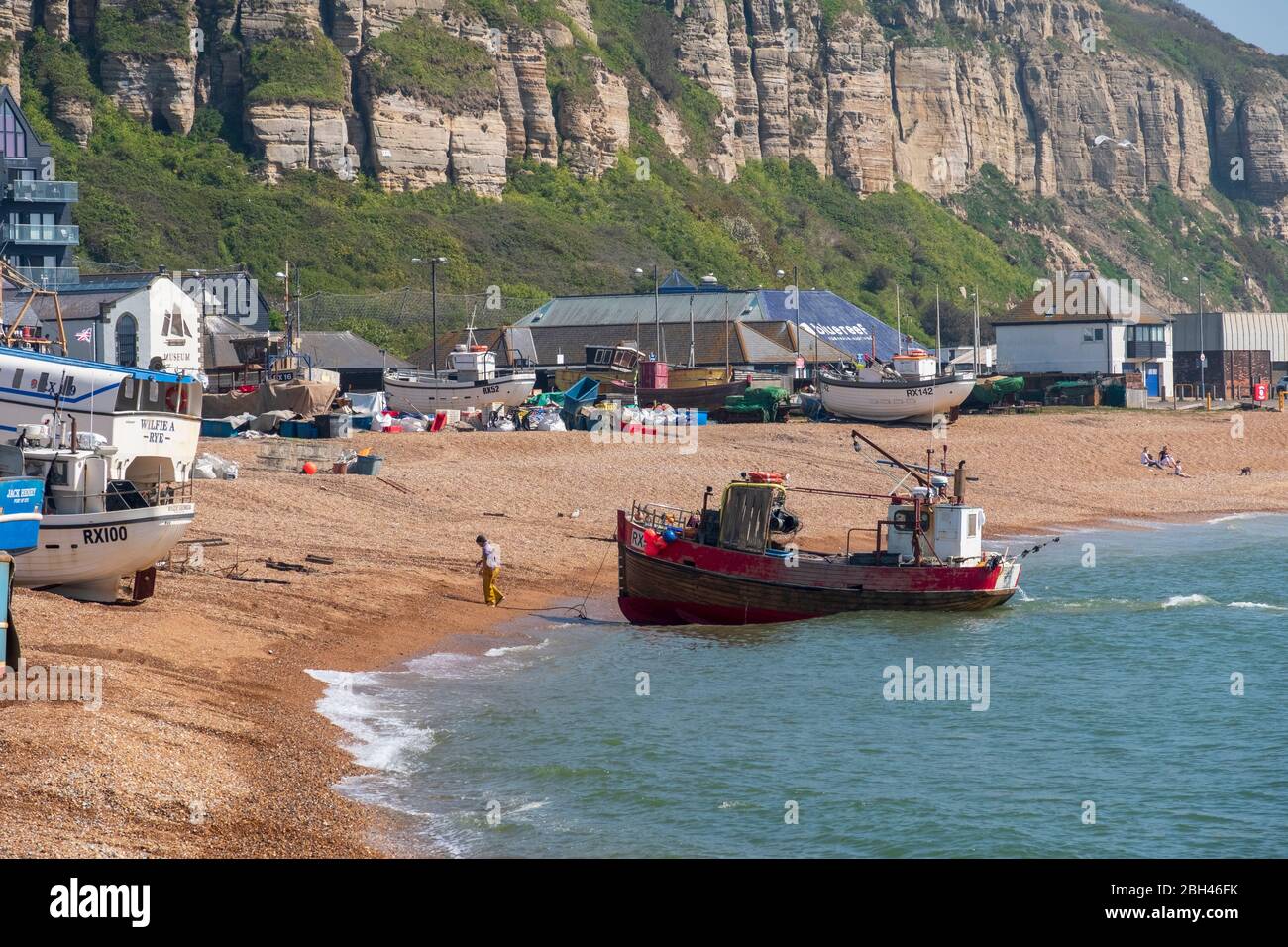 Hastings fishing boat landing on the Old Town Stade at Rock-a-Nore ...