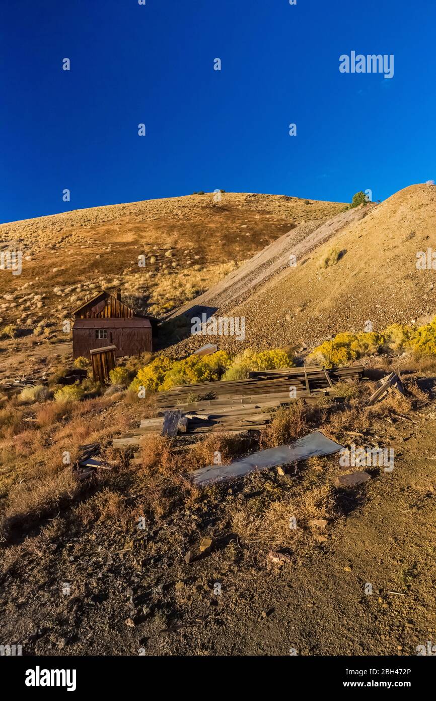 Old ruins in the old silver and gold mining ghost town of Berlin in ...