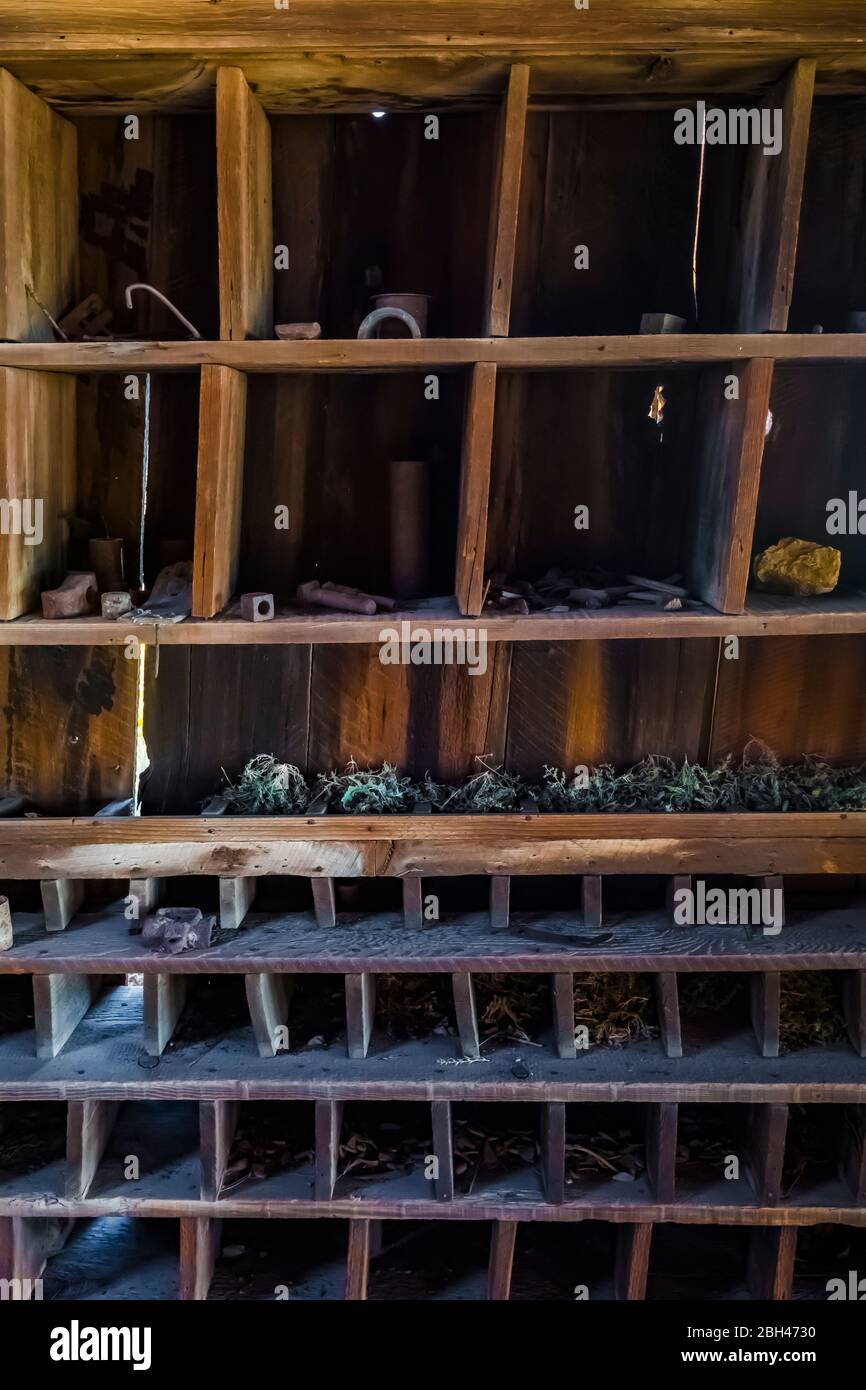 Details of machine shop interior in the old silver and gold mining ...