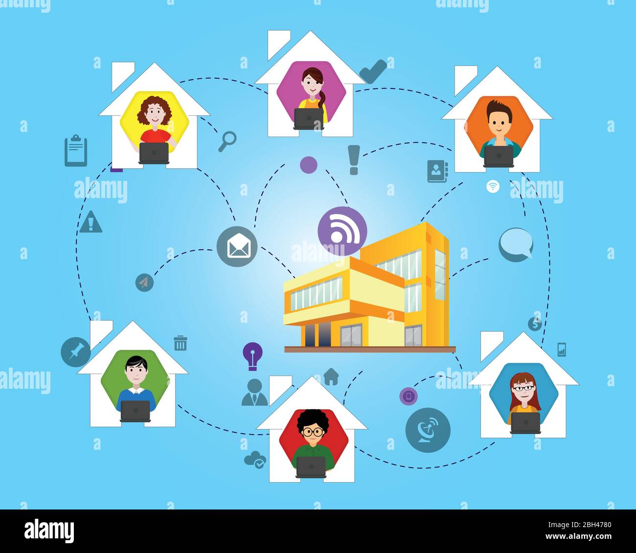 Cartoon illustration people connecting networking hi-res stock ...