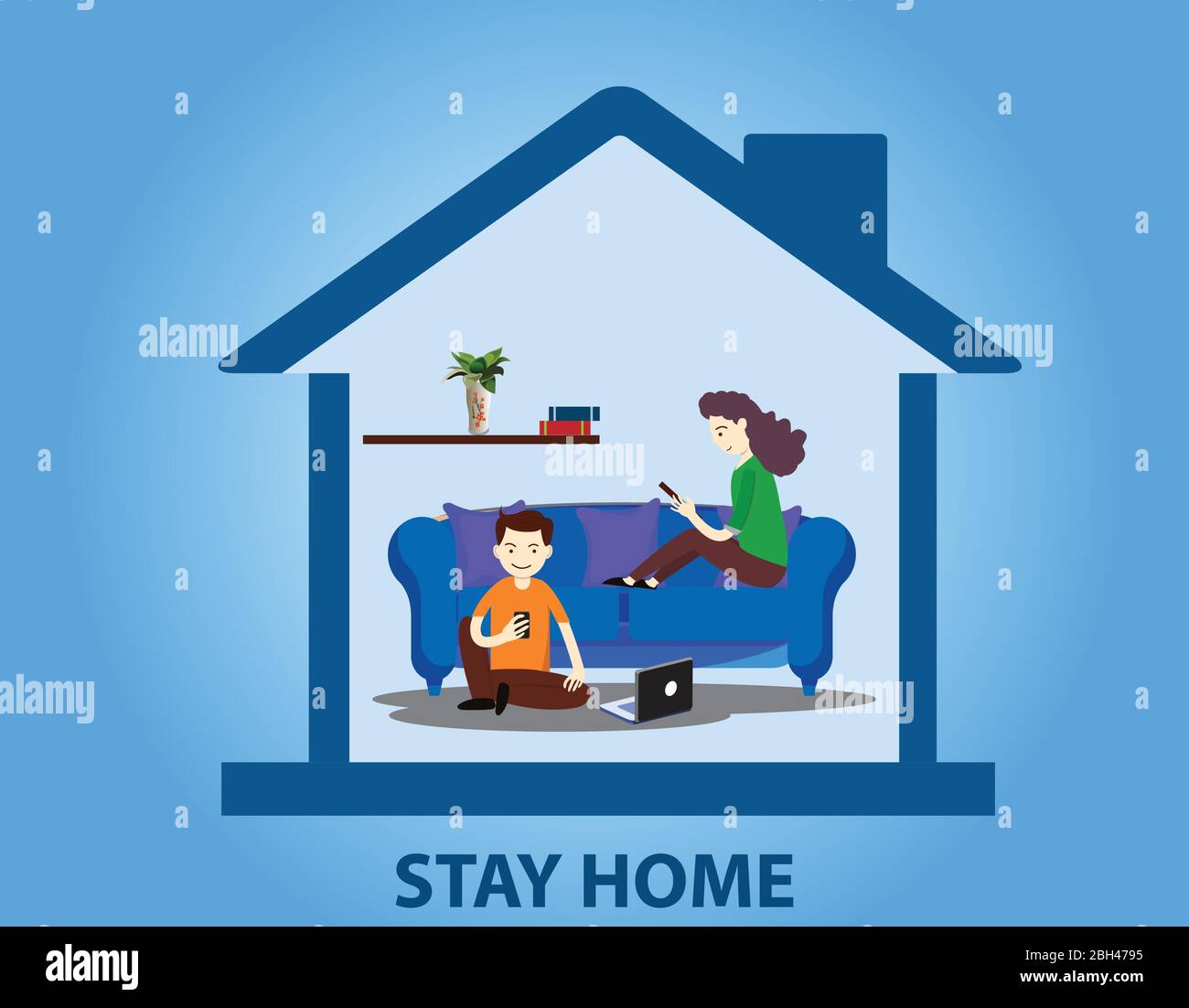 Stay at home theme for protect you and your family from covid 19 virus ...