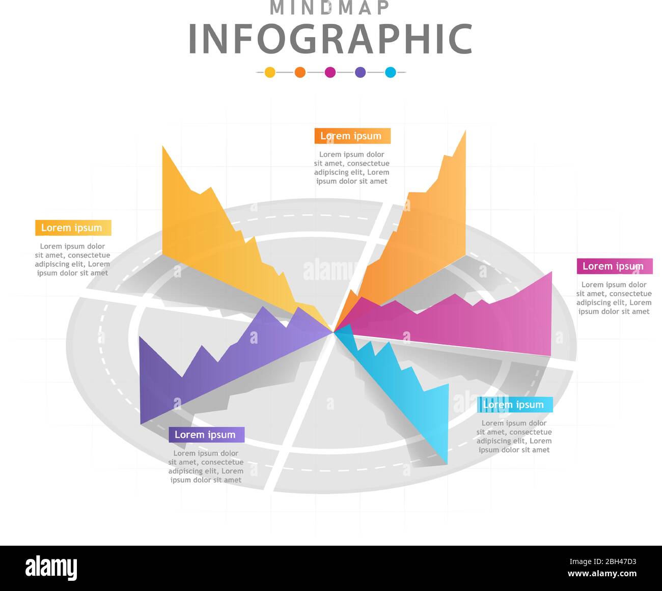 Infographic template for business. 5 Steps Modern Mindmap diagram with ...