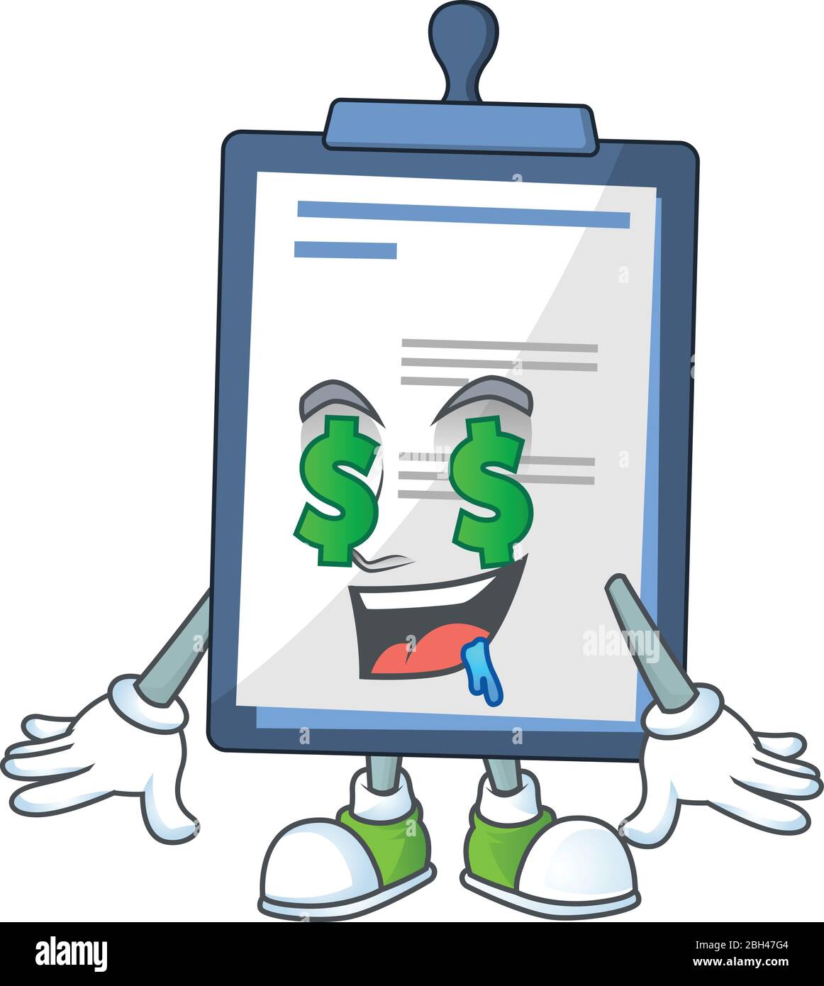 mascot character style of rich medical note with money eyes Stock ...