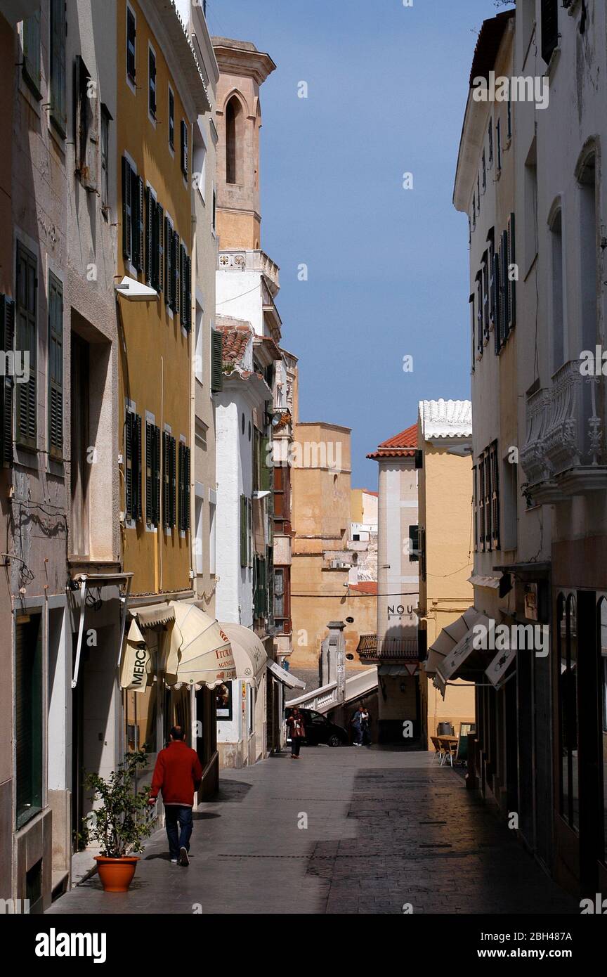 Centro de la ciudad de Mahón. Maó old city. Menorca, Islas Baleares ...