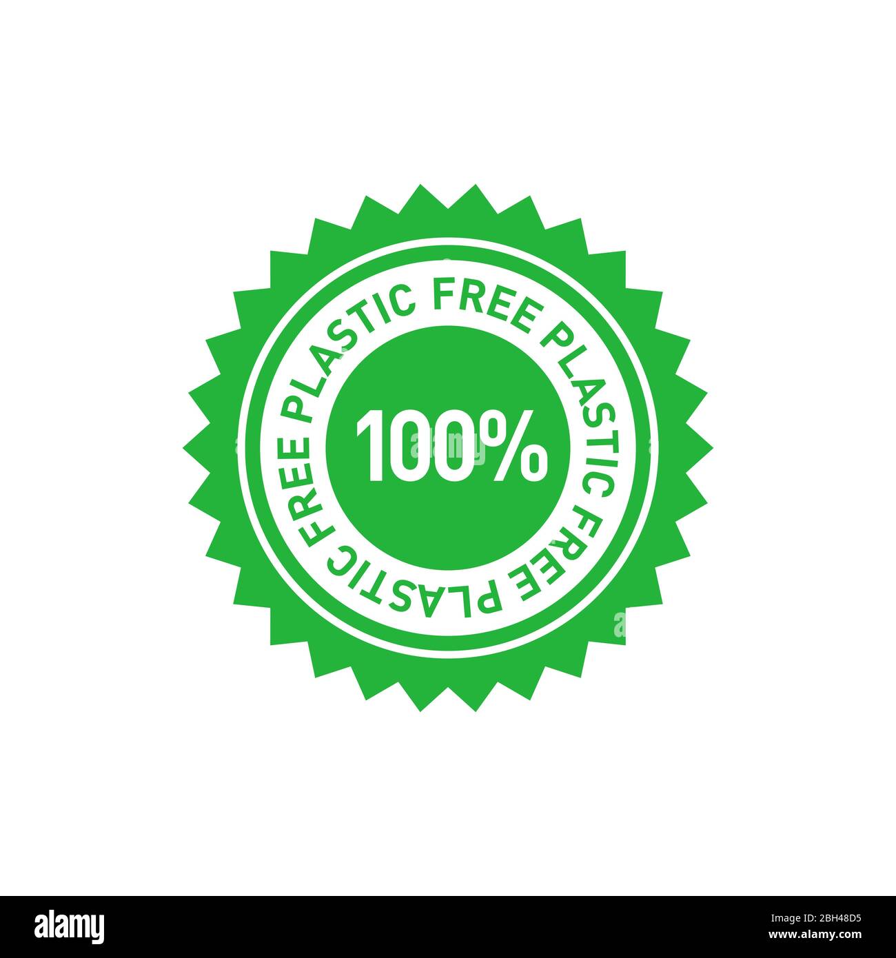 Plastic free 100 percent green star sticker. Eco friendly concept ...