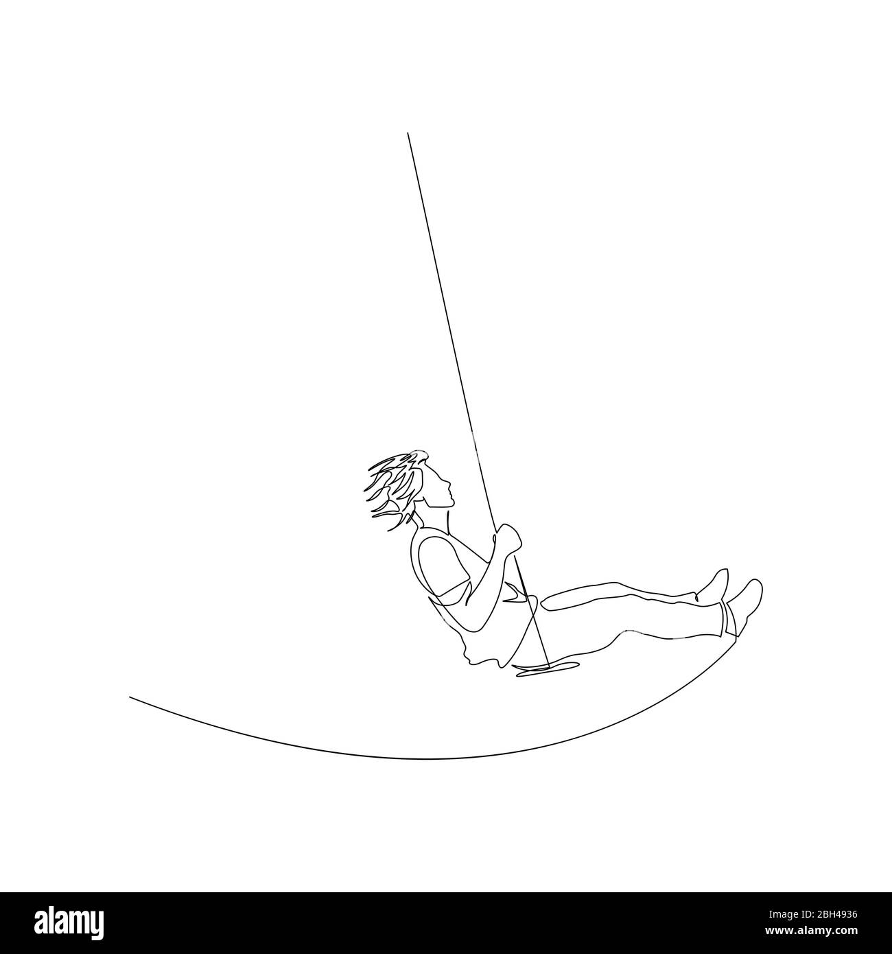 Continuous one line man swinging on a swing. Adults are still children ...