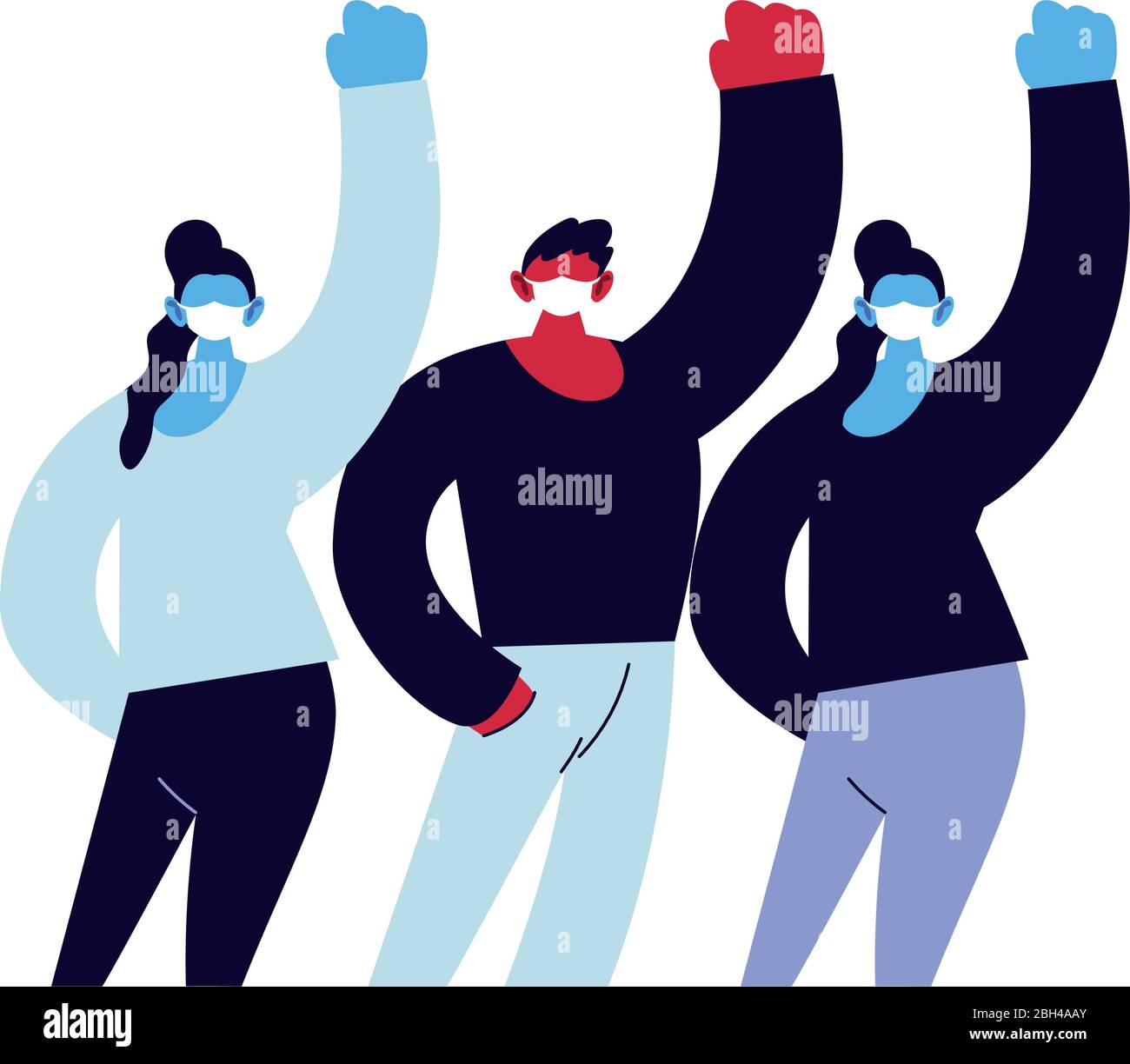 fighter people using face masks vector ilustration designe Stock Vector ...