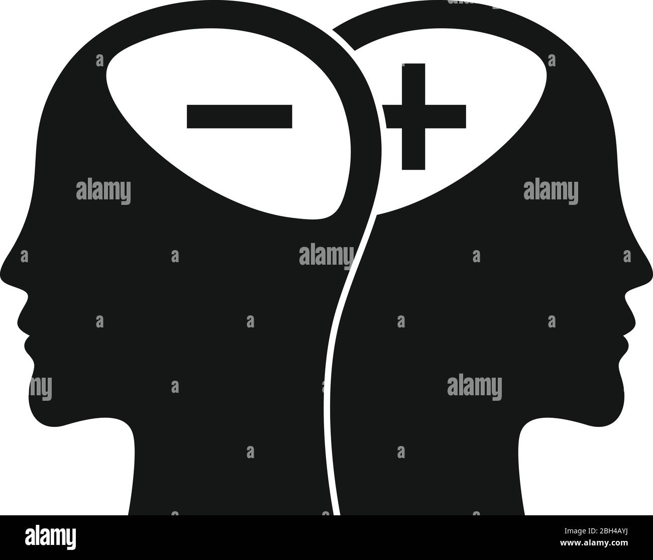 Minus plus bipolar disorder icon. Simple illustration of minus plus ...