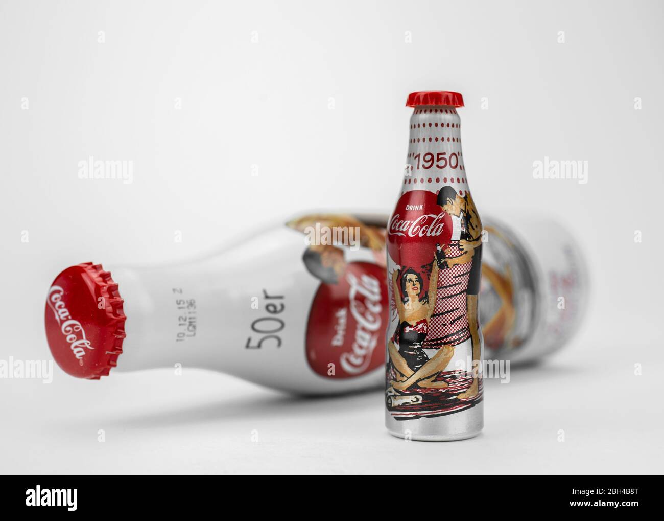 New York, USA 11.01.2020 Coca-Cola aluminum recyclable bottle isolated ...