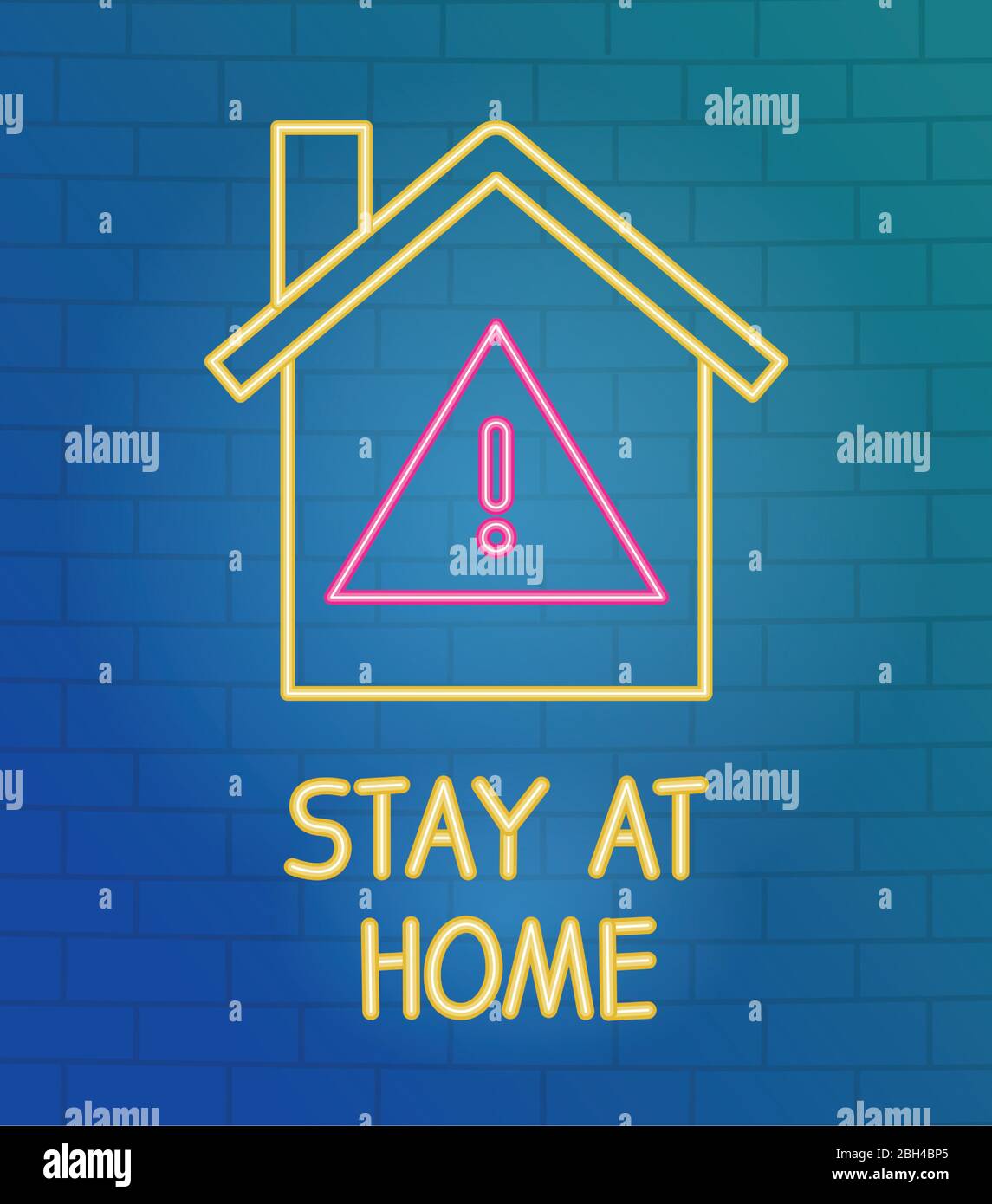 neon 2019 ncov outbreak pandemic, stay at home precaution vector ...