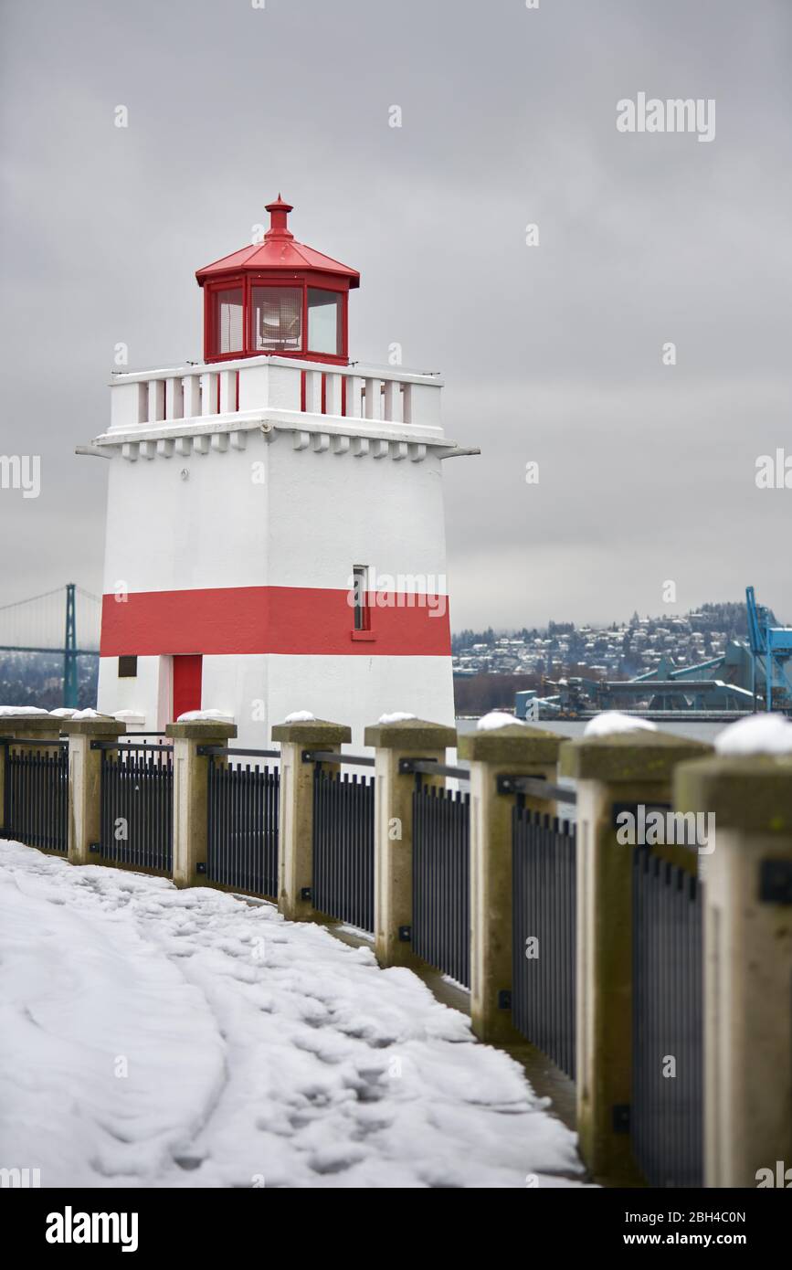 Brockton Point Lighthouse Snow. Winter snow on the Brockton Point ...