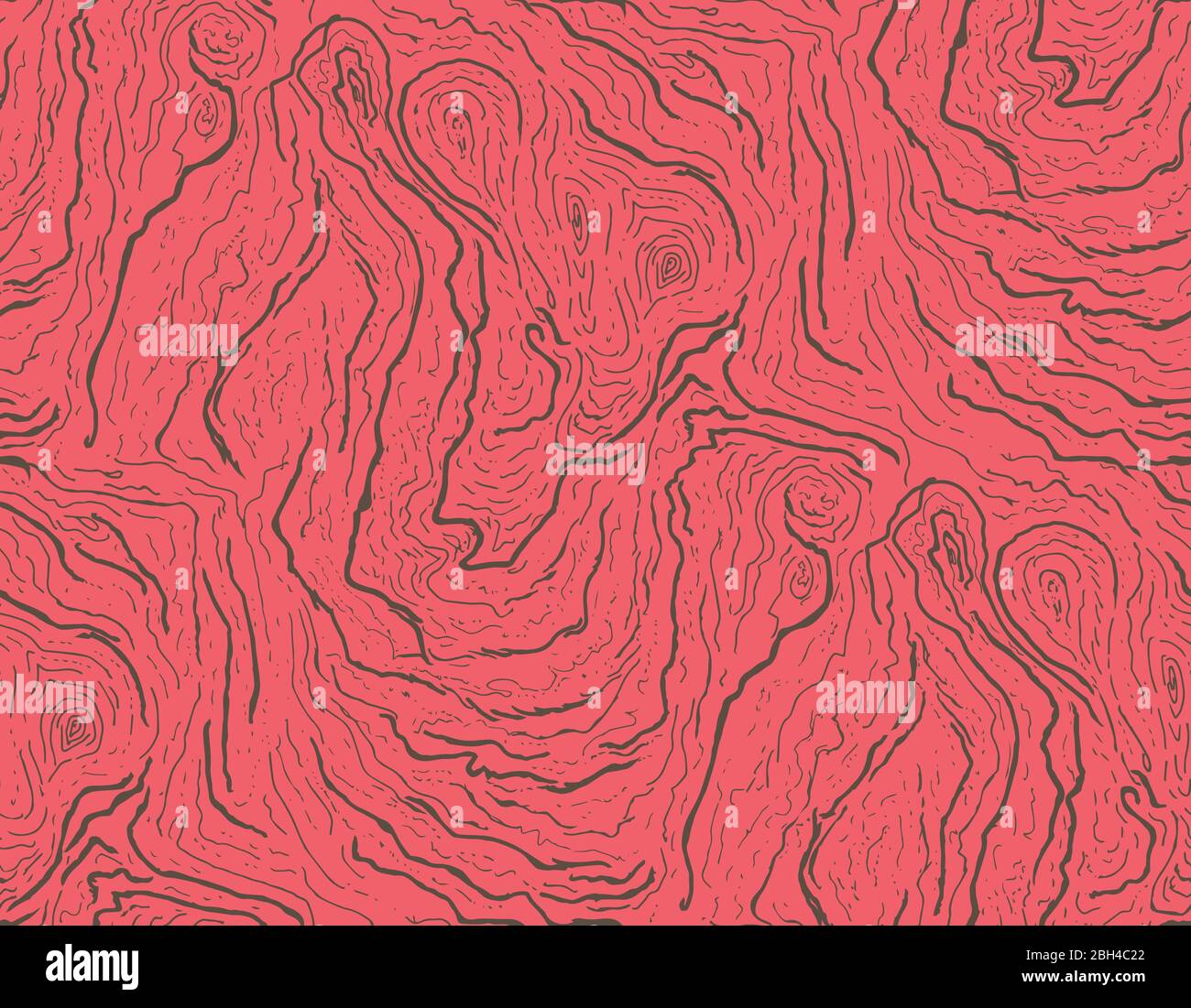 Seamless pattern featuring flowing lines. Tree growth rings, convoluted ...