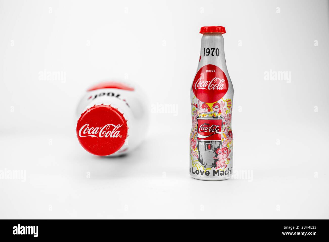 New York, USA 11.01.2020 Coca-Cola aluminum recyclable bottle isolated ...
