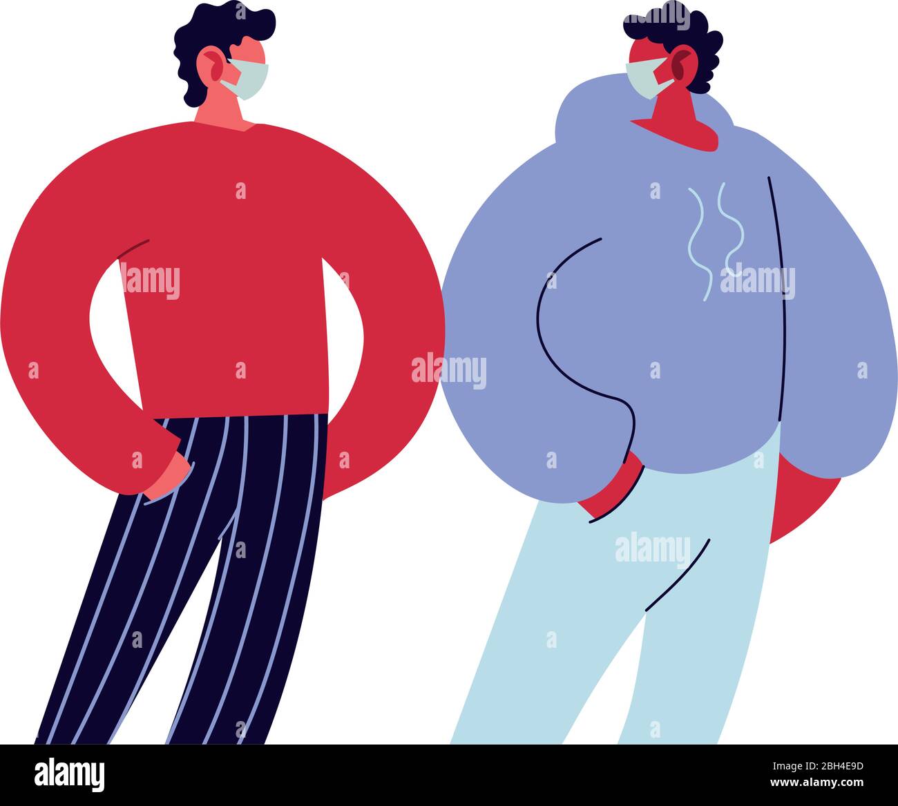 young men using face masks vector illustration design Stock Vector ...