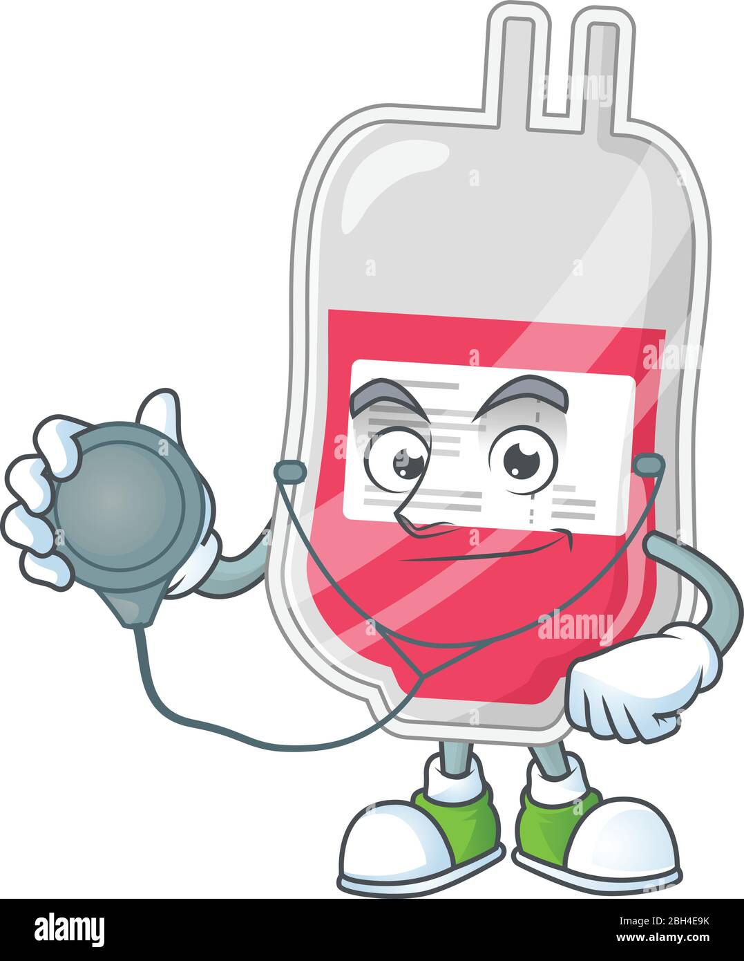 A dedicated Doctor bag of blood Cartoon character with stethoscope ...