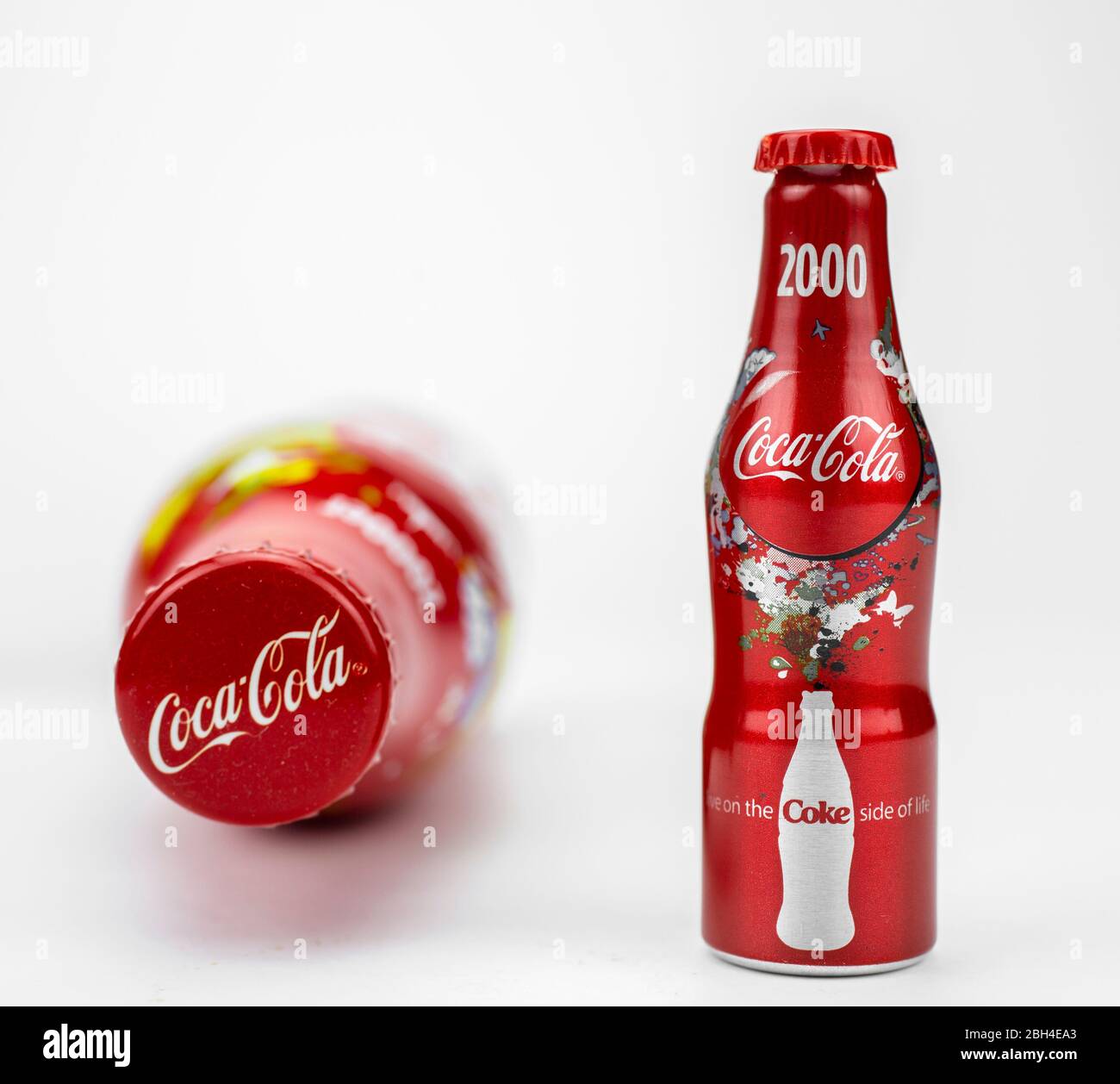 New York, USA 11.01.2020 Coca-Cola aluminum recyclable bottle isolated ...
