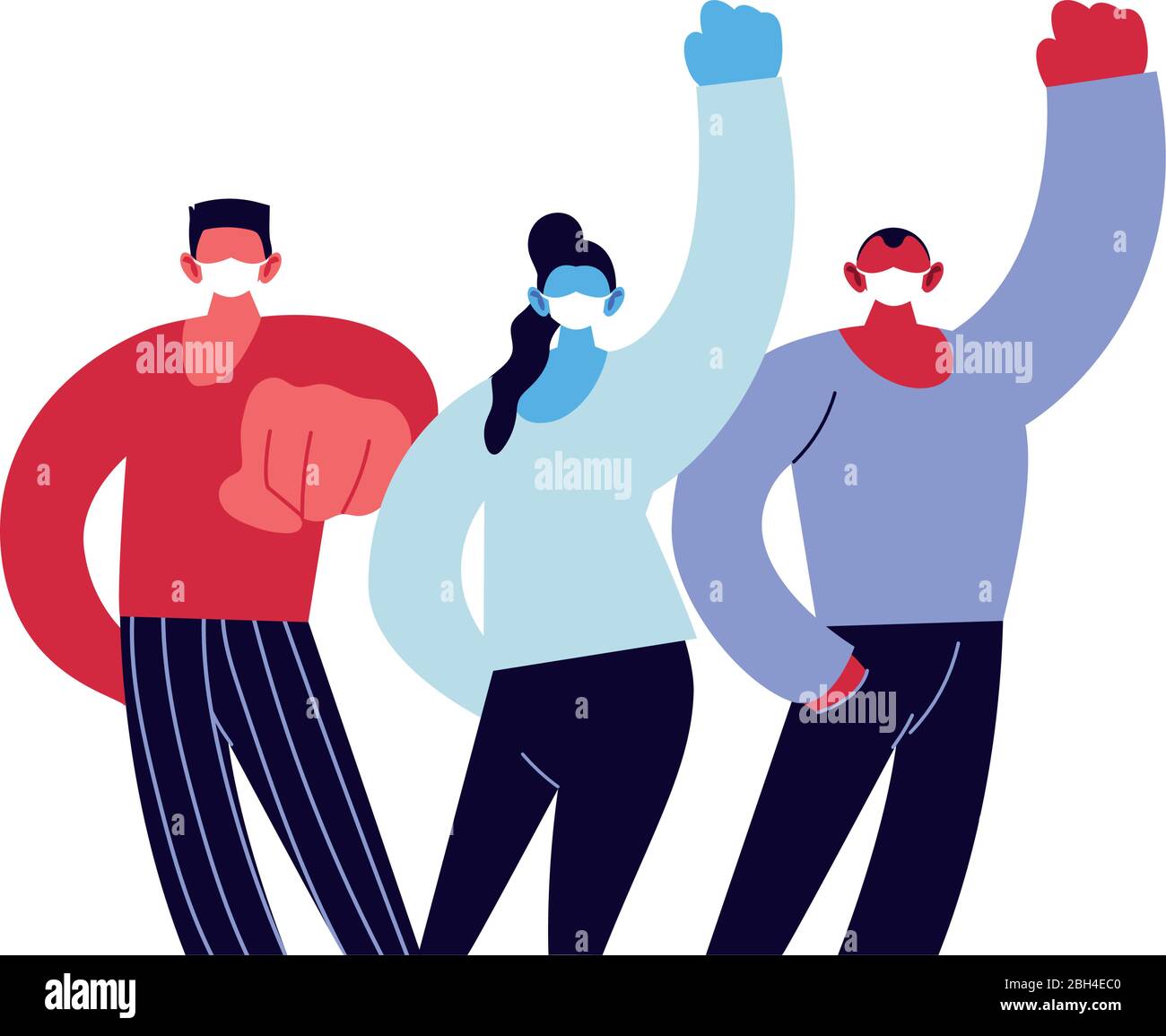 fighter people using face masks vector ilustration designe Stock Vector ...