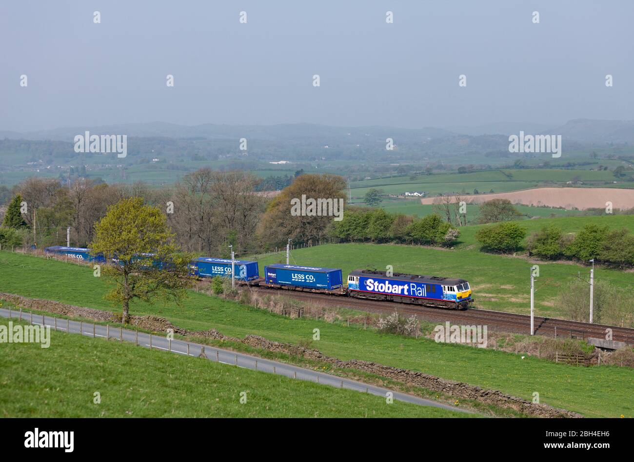 Stobart Rail livery class 92 electric locomotive hauling the Eddie ...