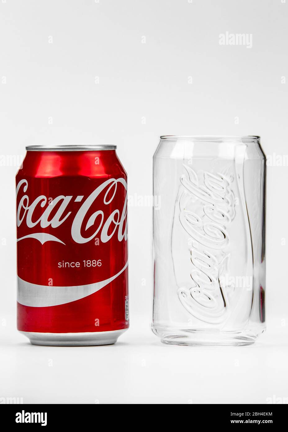 Atlanta, Georgia, USA April 1, 2020: Coca-Cola classic red aluminum can ...