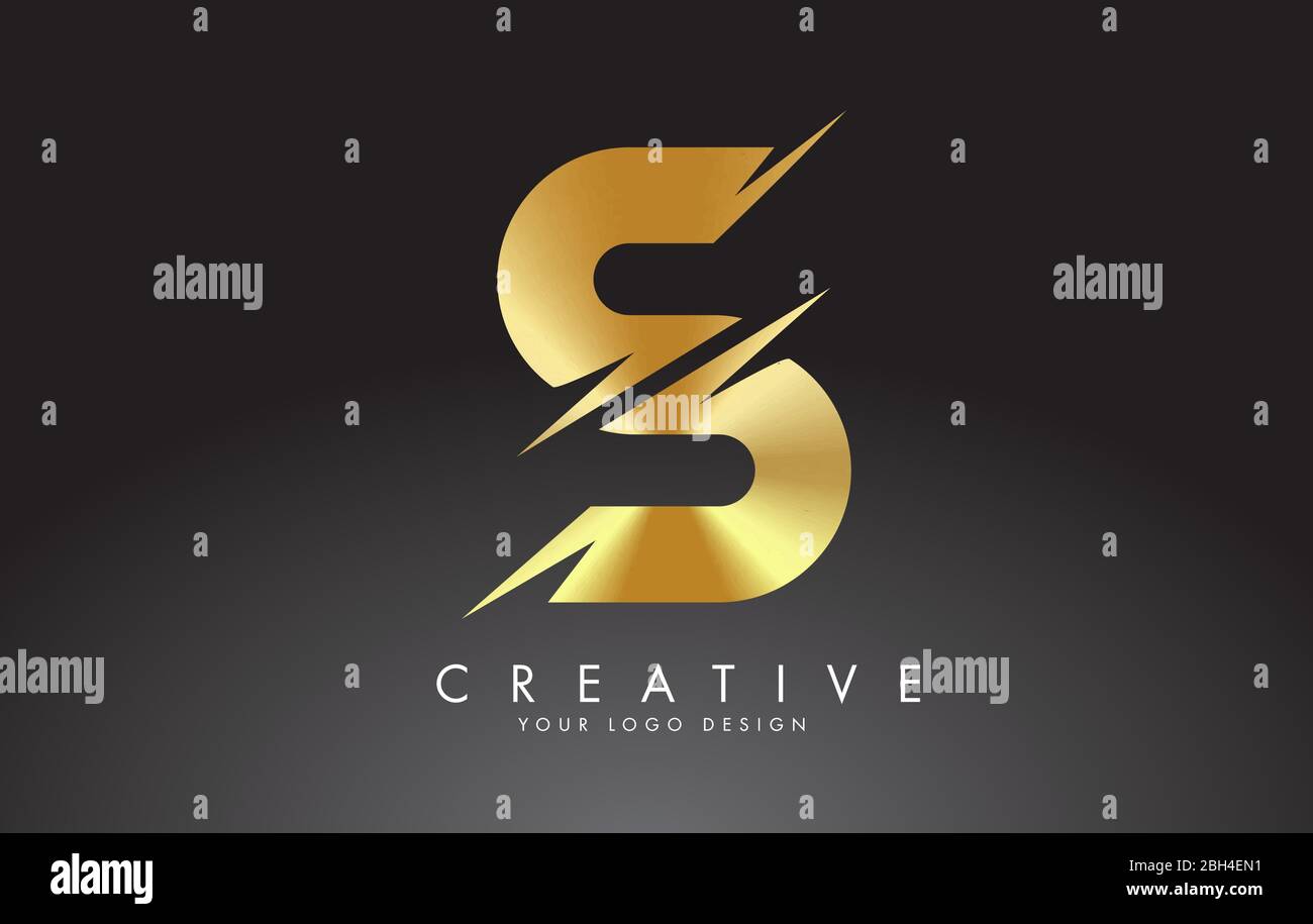 Golden S letter logo design with creative cuts. Creative vector ...