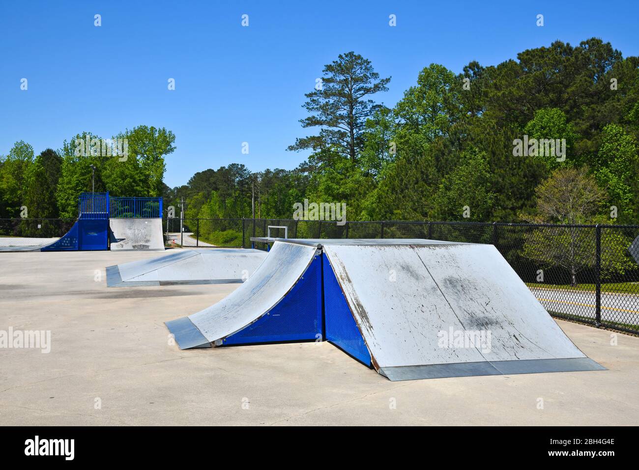 Empty Skateboard Park closed due to Social Distancing During the Covid ...