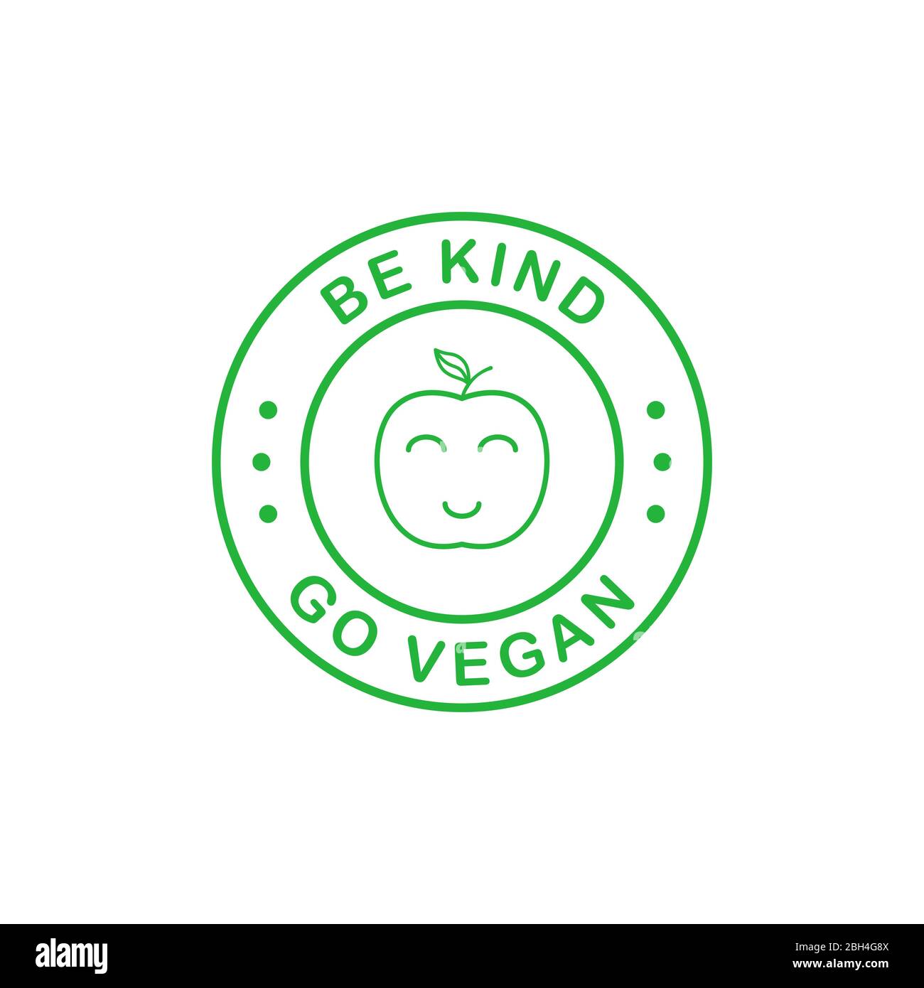 Be Kind go Vegan green line style circle sticker. Design element for ...