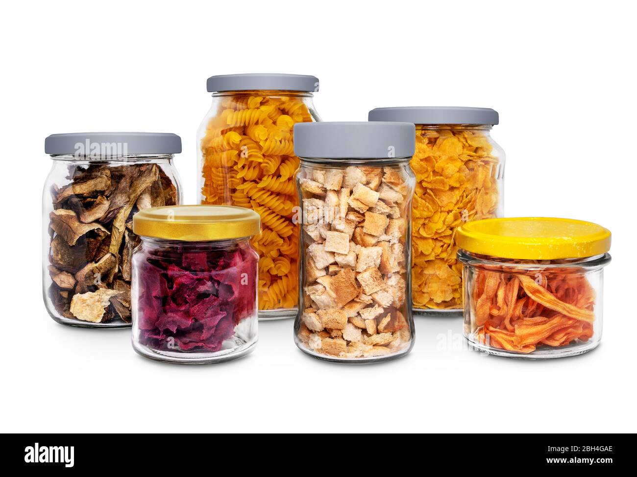jars with dried food isolated on a white background Stock Photo - Alamy