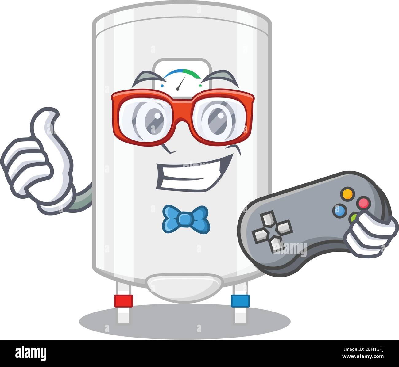 Mascot design concept of gas water heater gamer using controller Stock ...