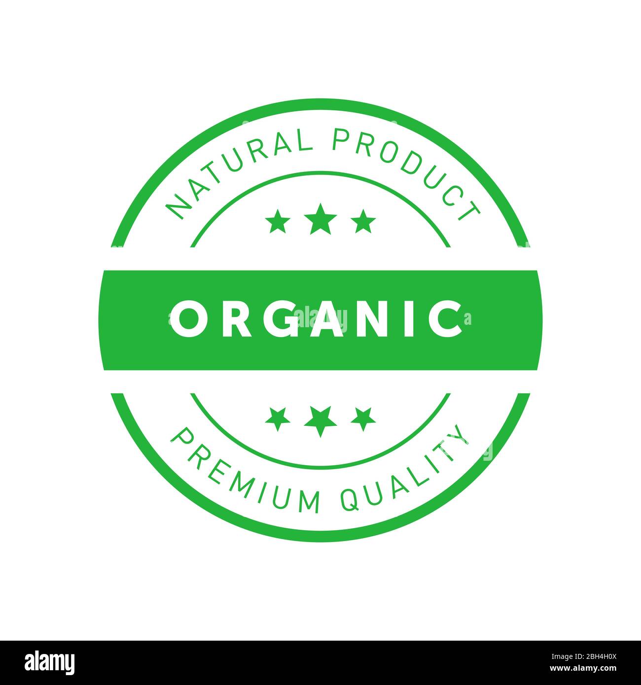 Organic natural product premium quality green sticker. Design element ...