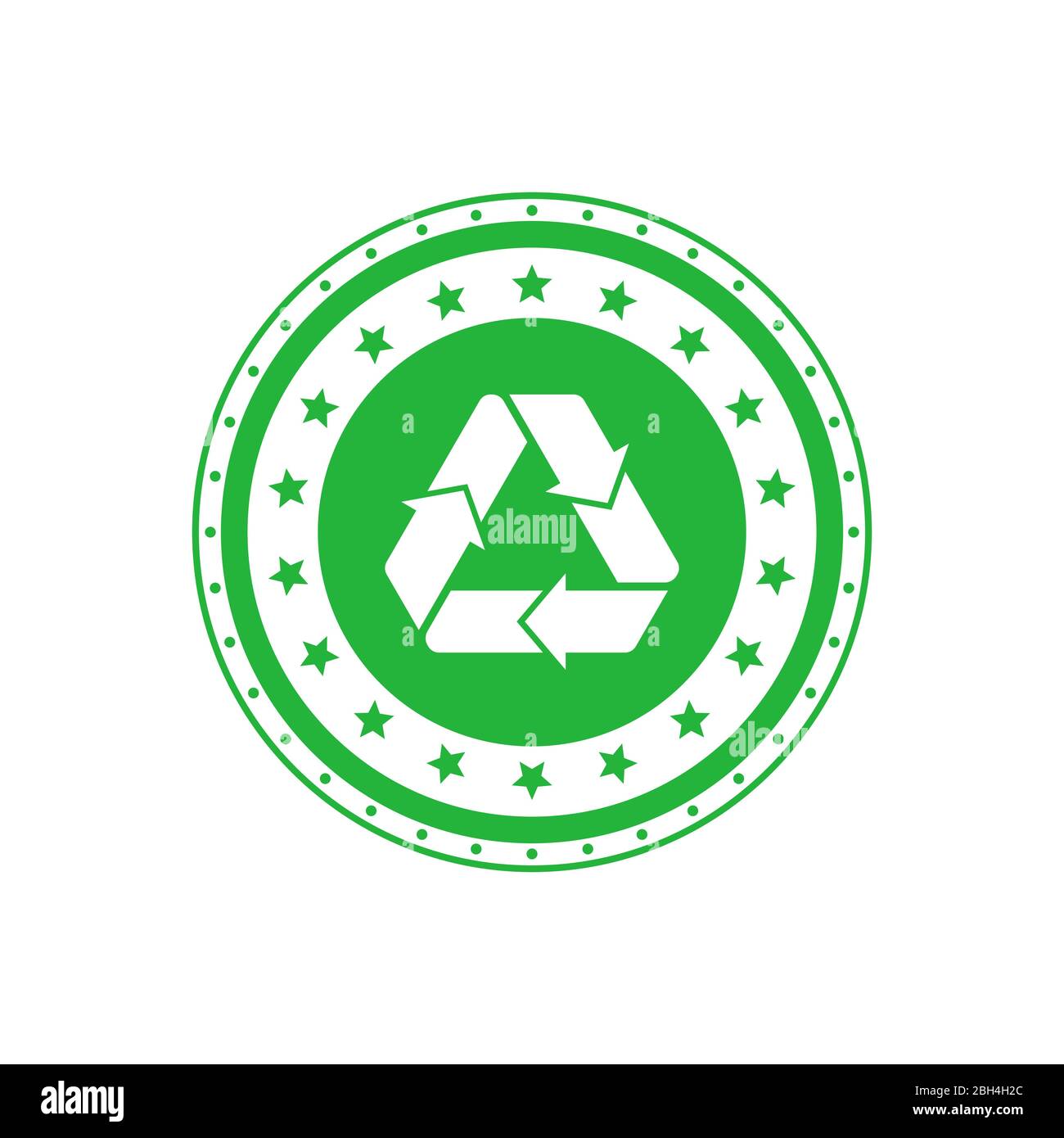 Recycling green circle badge with Mobius strip and stars. Design ...