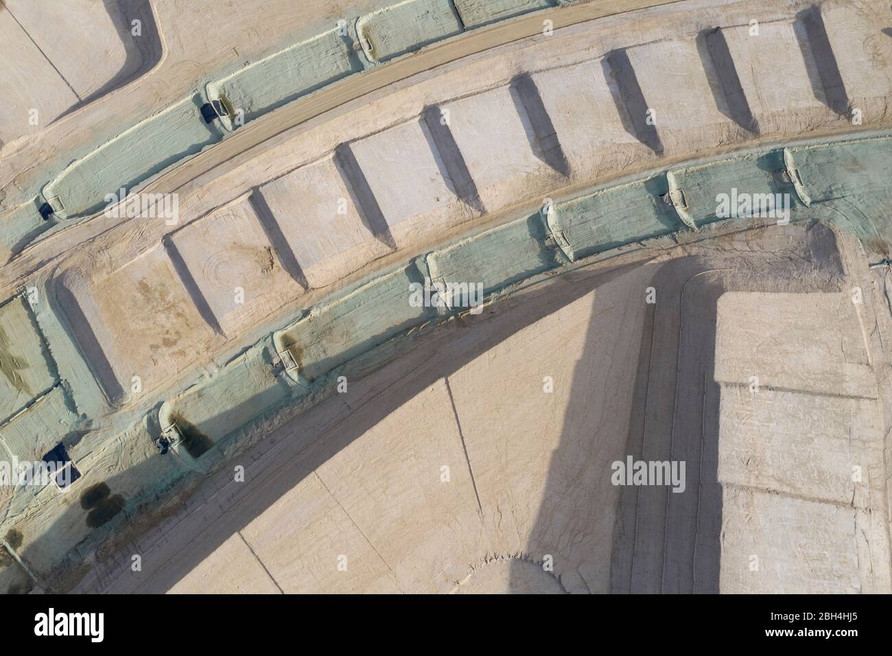 Aerial abstract views above a sprawling new subdivision under ...