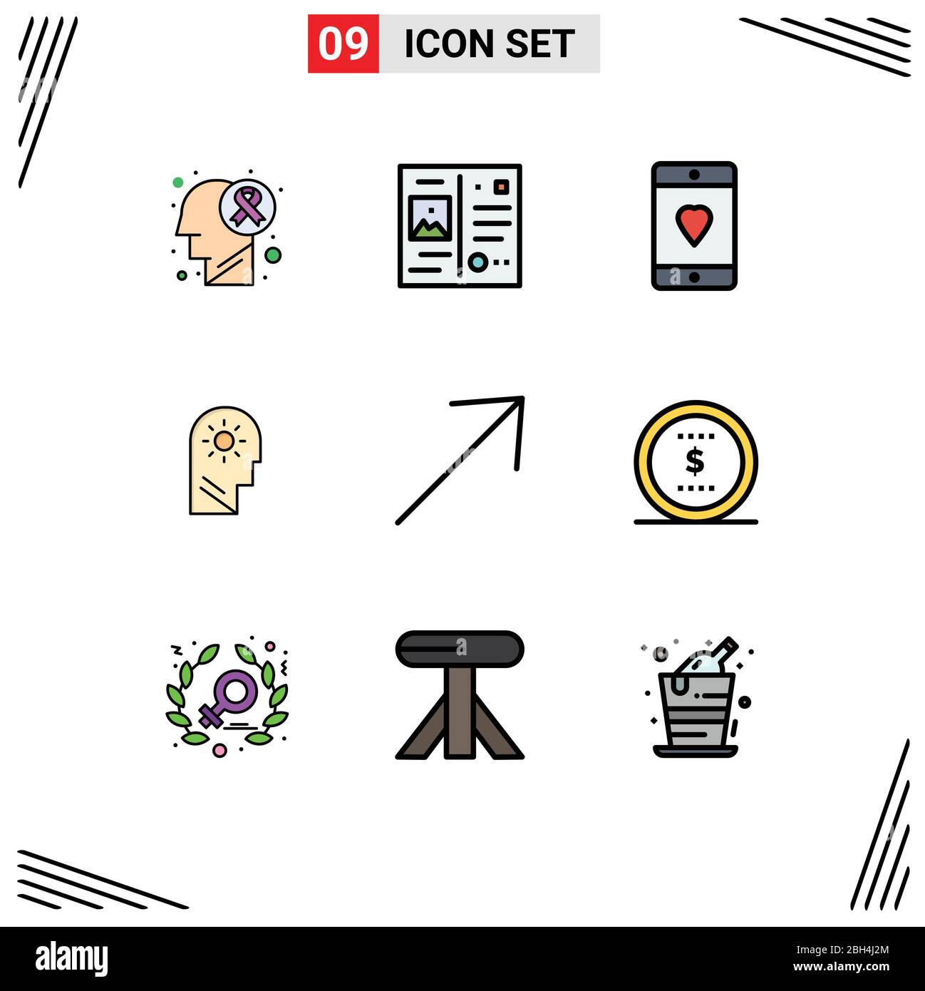 9 Universal Filledline Flat Colors Set For Web And Mobile Applications Arrow Mind Cellphone