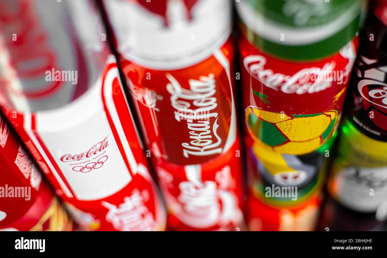 Atlanta, Georgia, USA April 4, 2020: Russian Coca Cola logo on limited ...