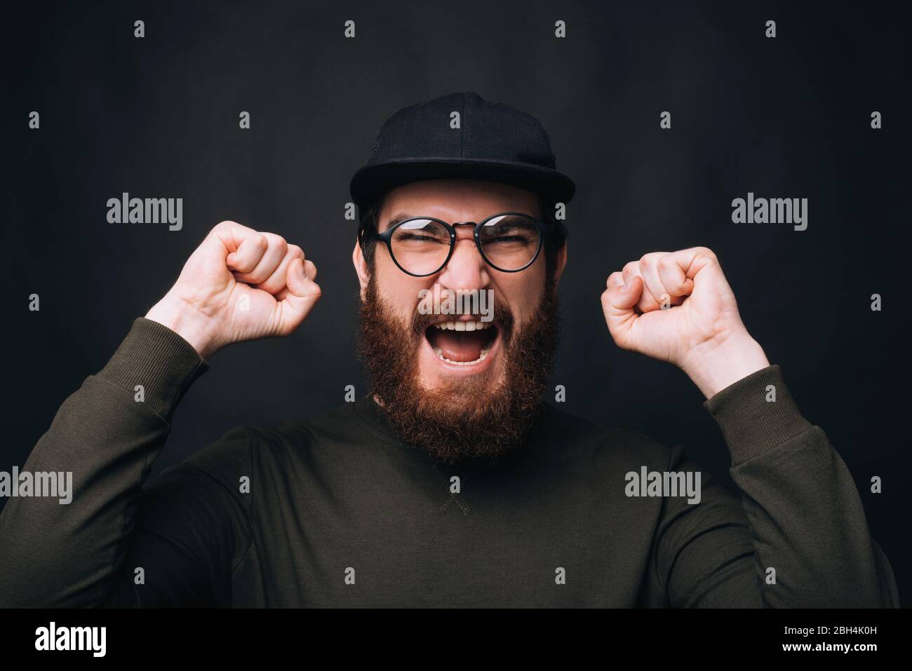 Yes won young man success hi-res stock photography and images - Alamy