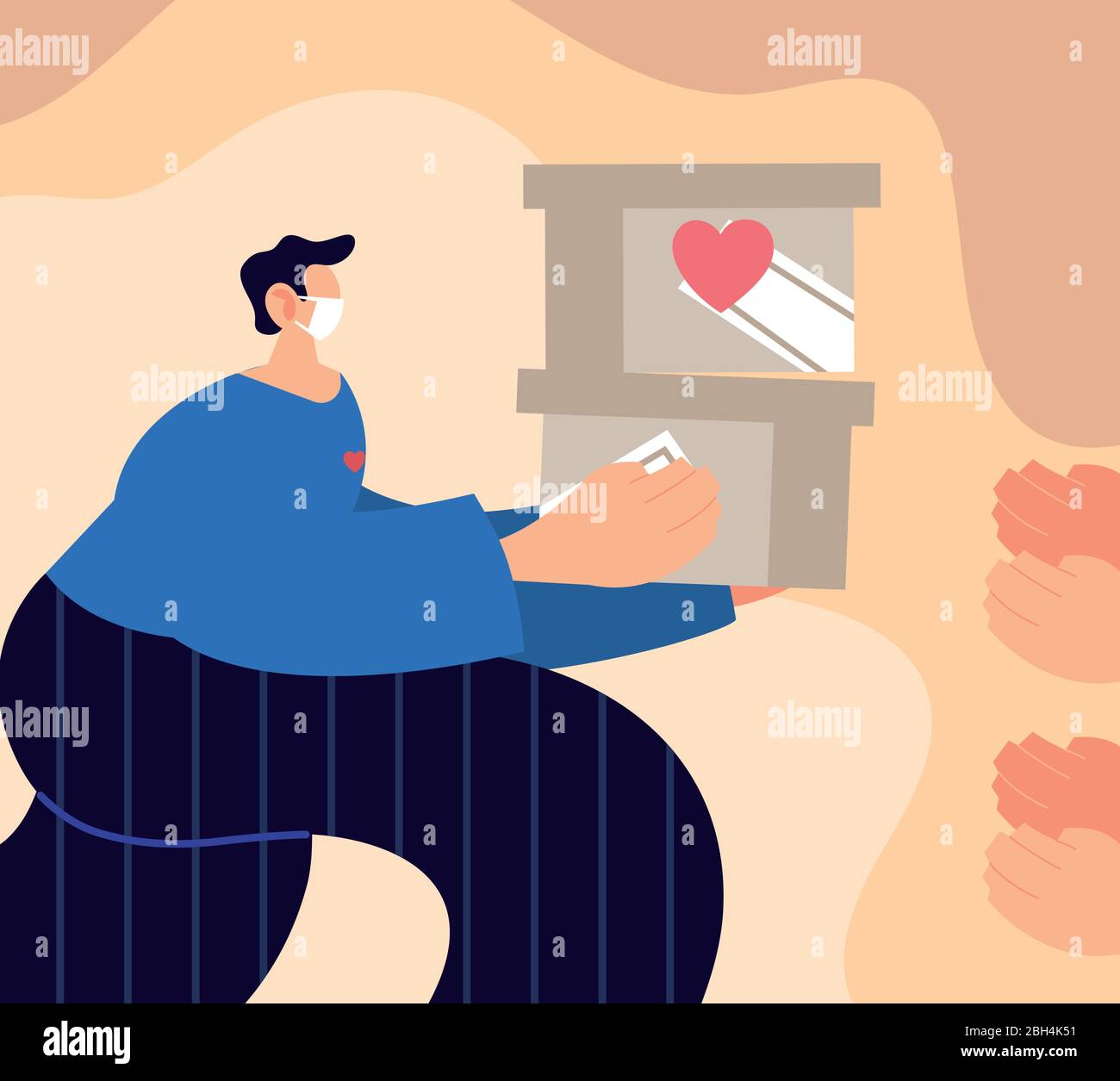 man with boxes of charity donation vector illustration design Stock ...