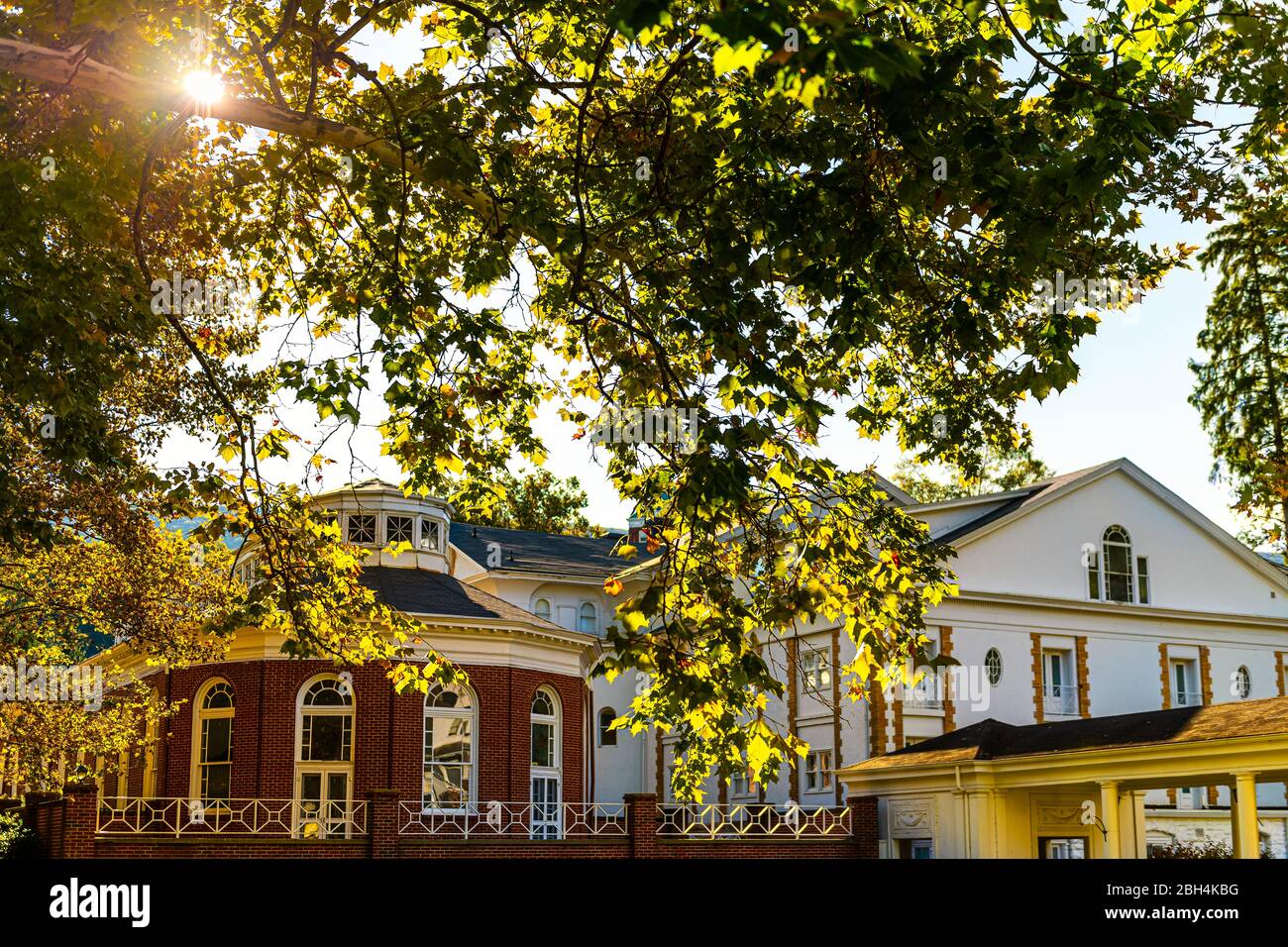Hot Springs, USA historic downtown town in village city in Virginia ...