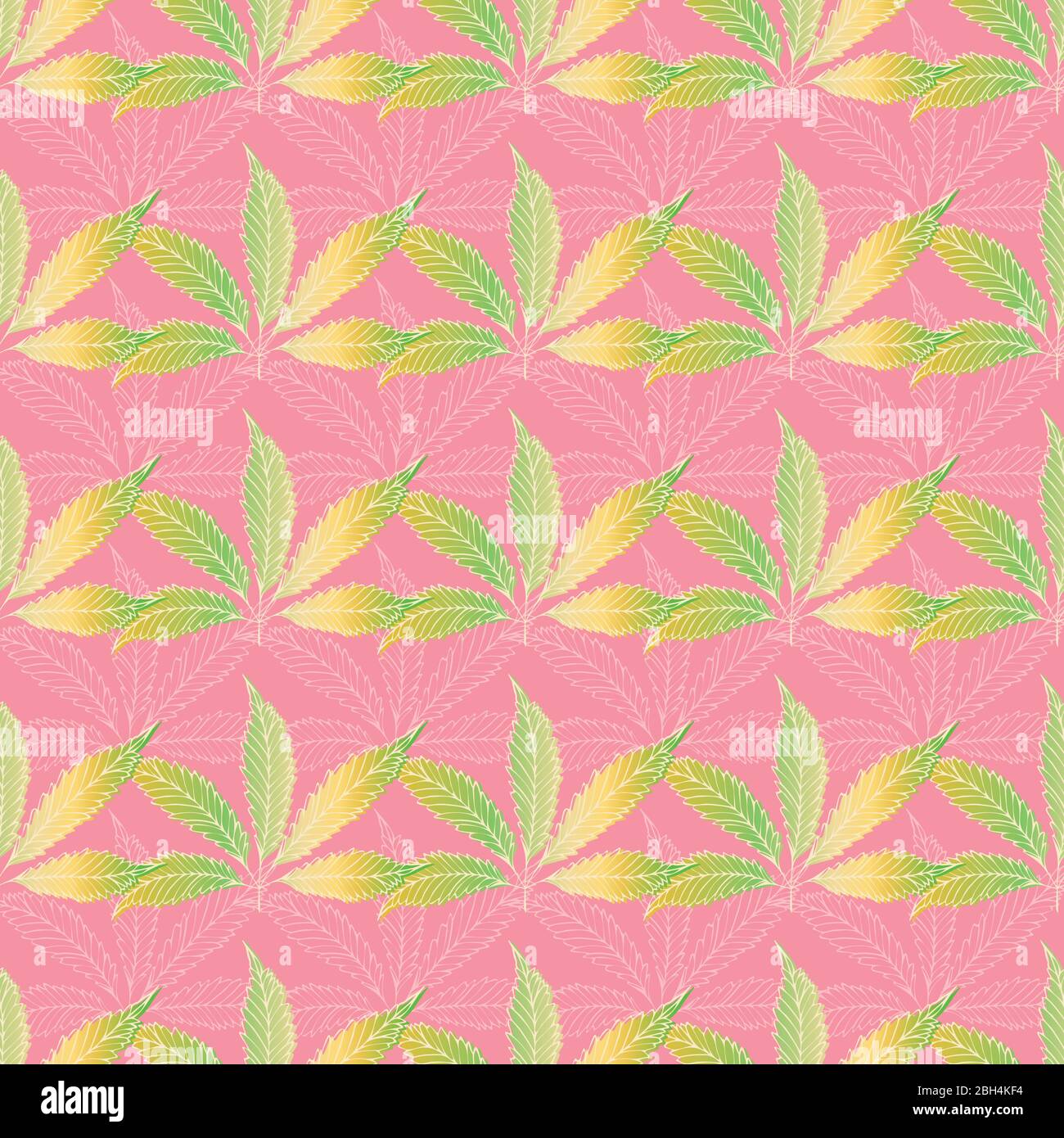 Cannabis leaves seamless vector pattern background. Hand drawn green ...