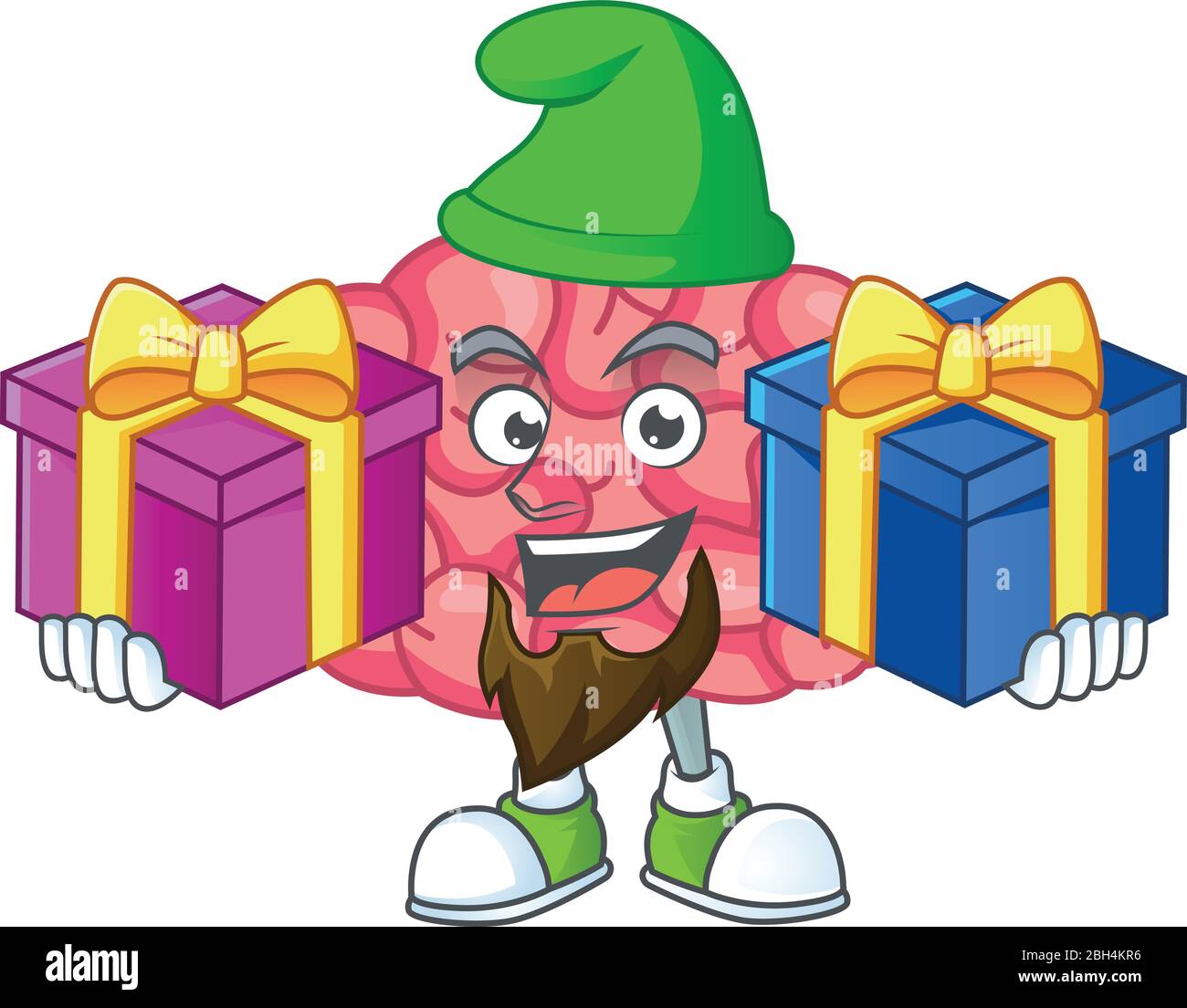 A smiling brain cartoon design having Christmas gifts Stock Vector ...