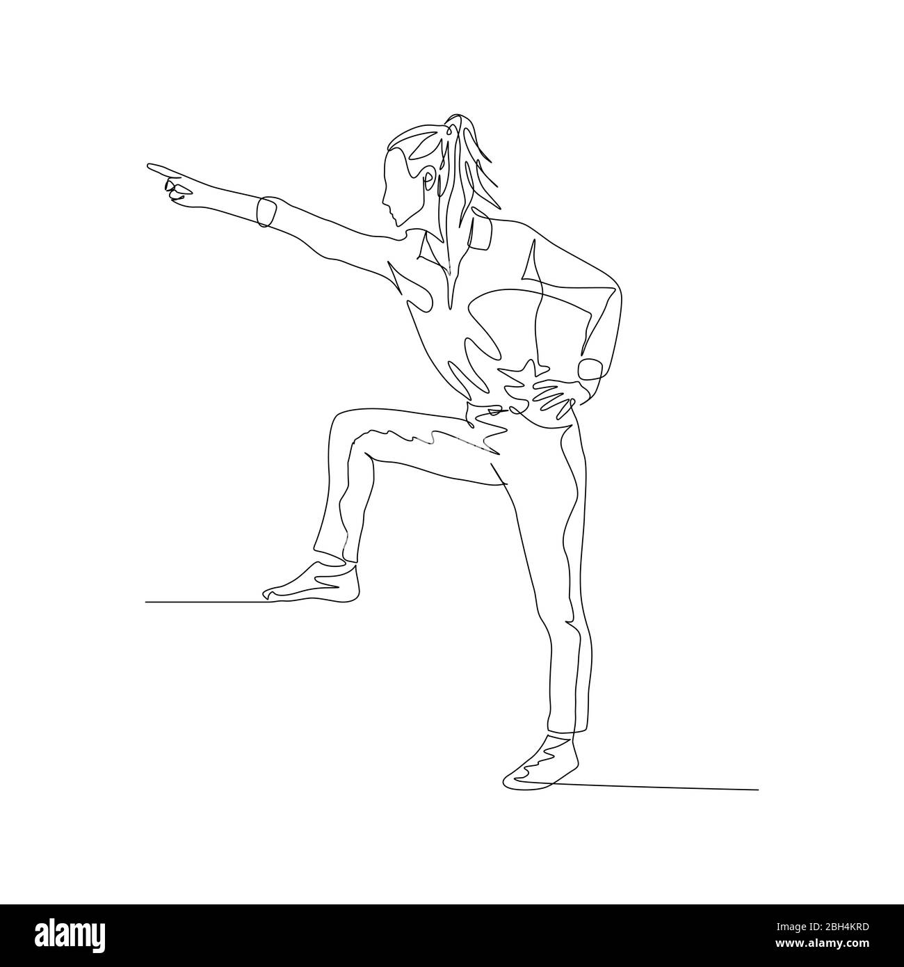 Continuous one line woman points forefinger forward. Vector Stock ...