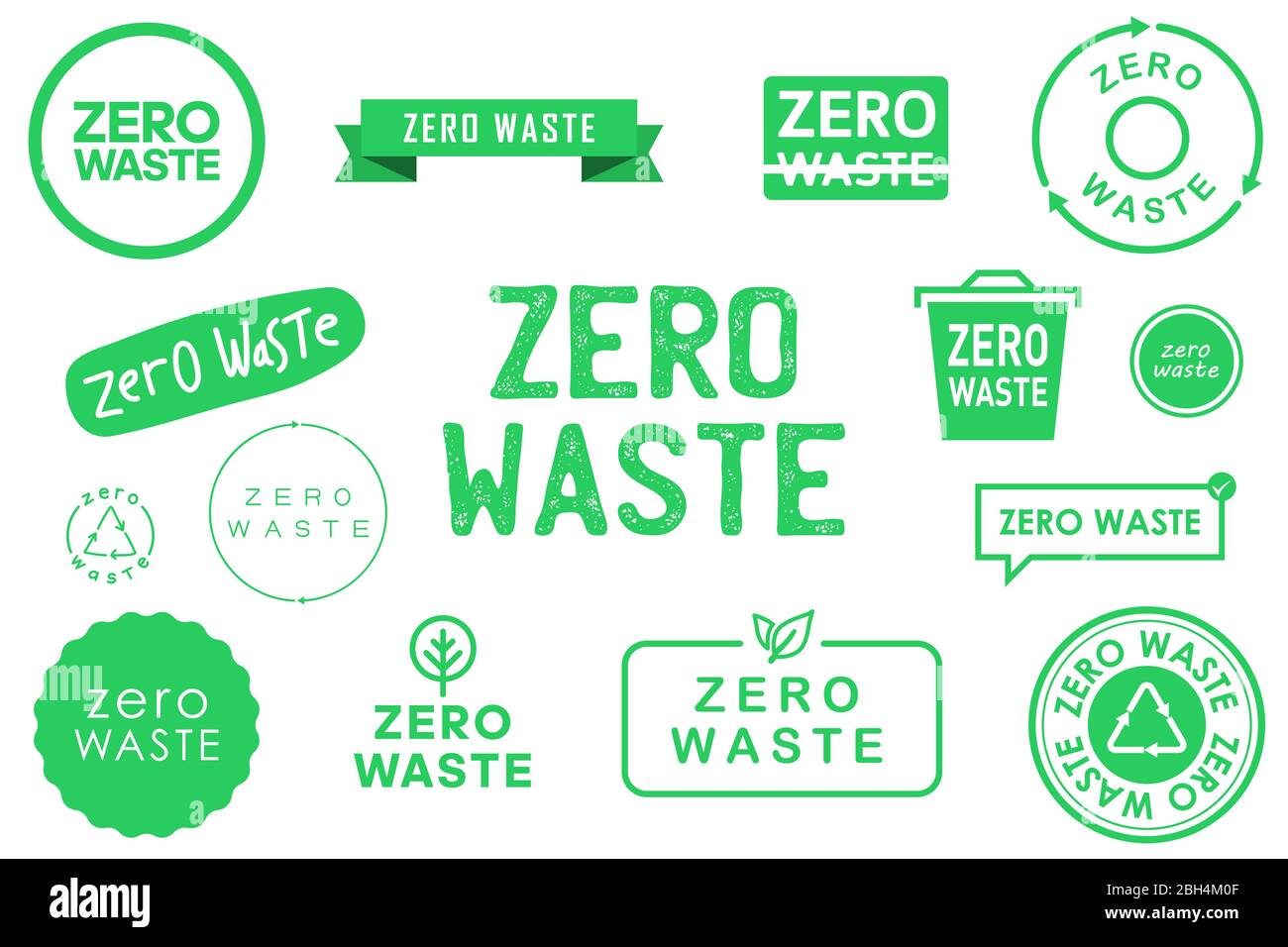 Collection of zero waste various badges, symbols and emlems. Ecology ...